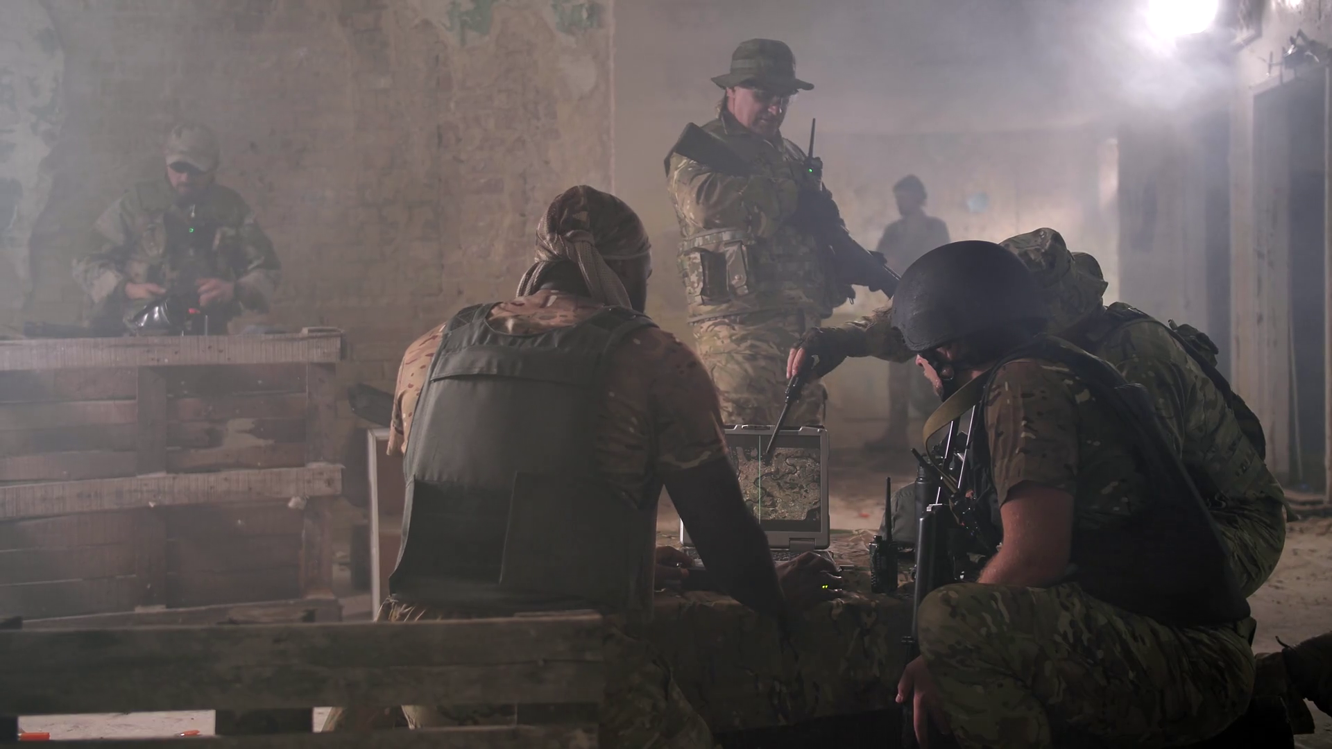 Squad Of Armed Military Men In Camouflage Stock Footage SBV-338662871 ...