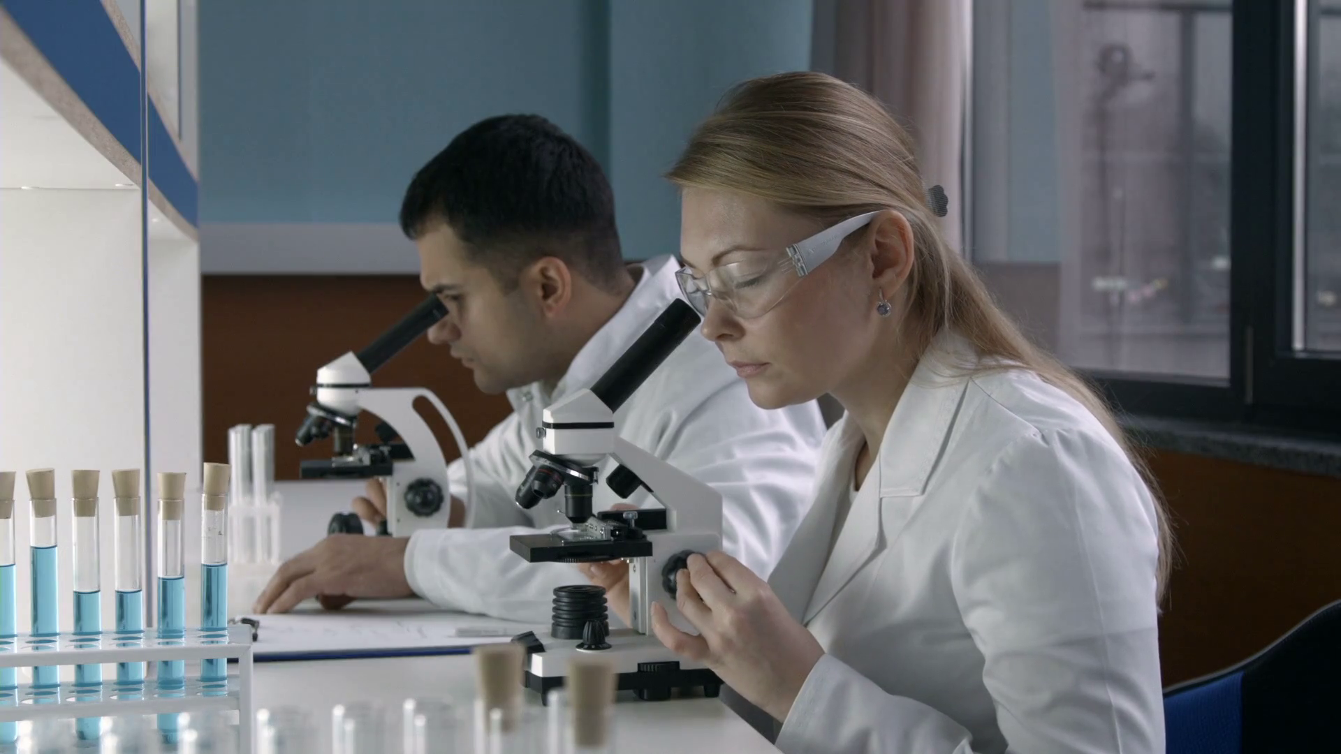 Two Scientists Working At Research Laboratoy Stock Footage SBV ...
