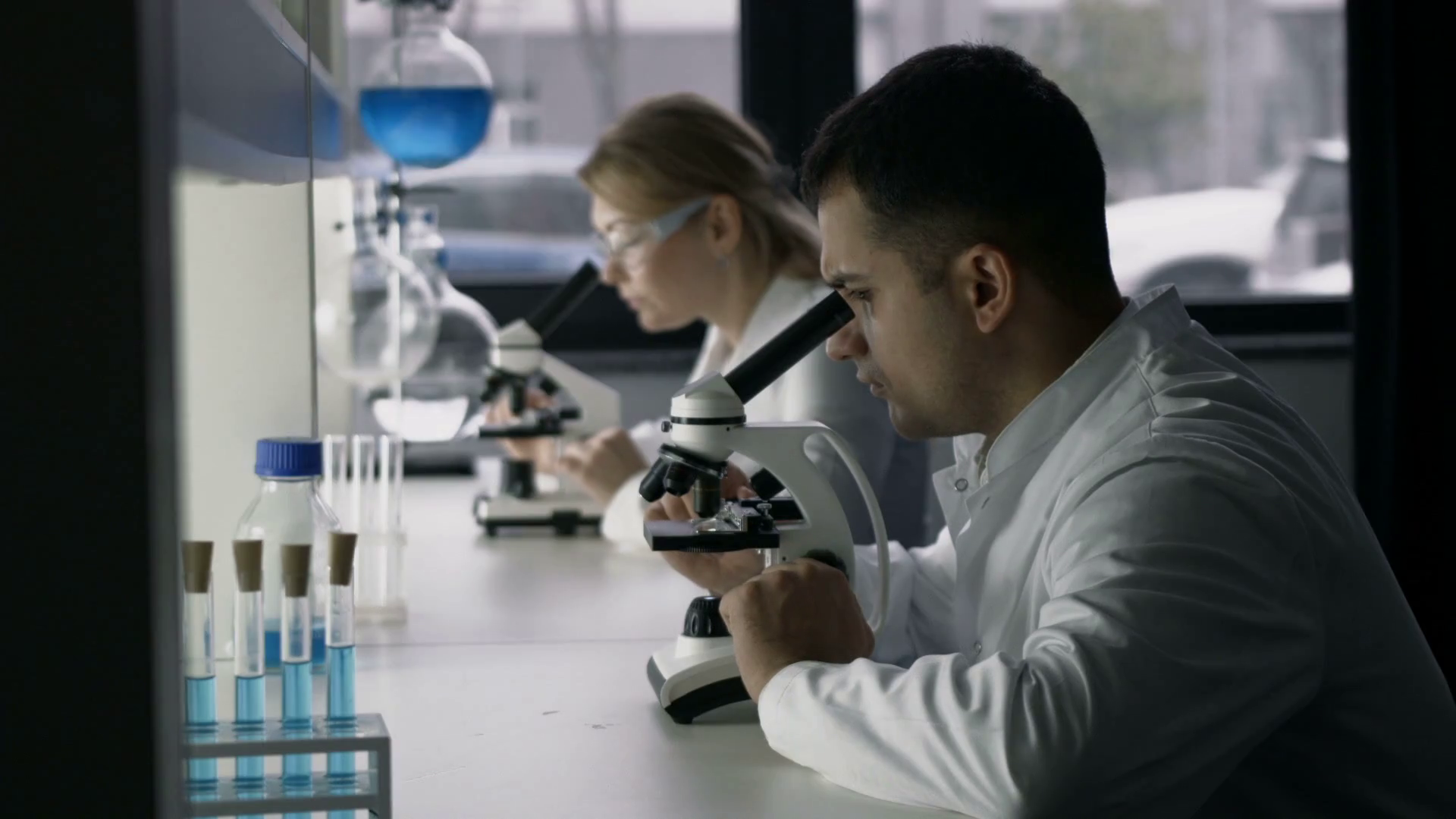 Two Serious Scientists Making Experiments In Stock Footage SBV ...
