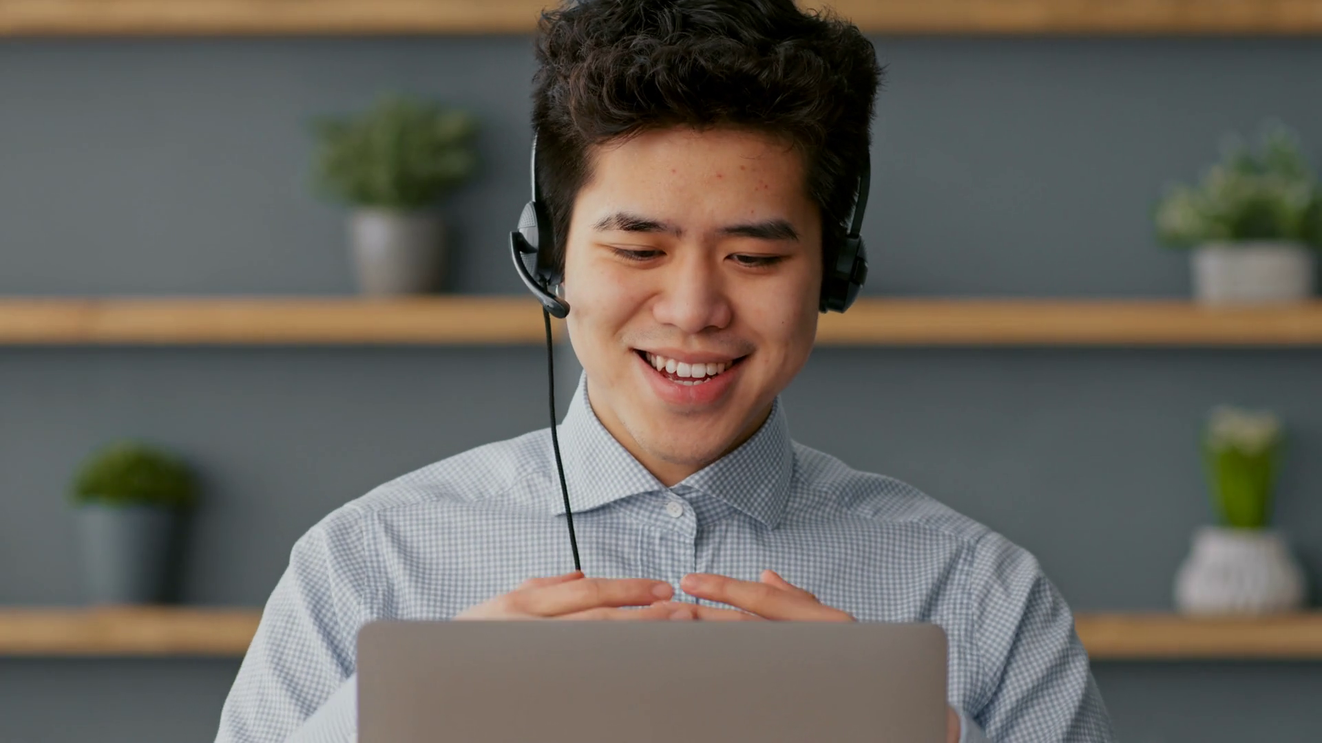A Young Asian Man Is Engaged In Online Work Stock Footage SBV-351737157 ...