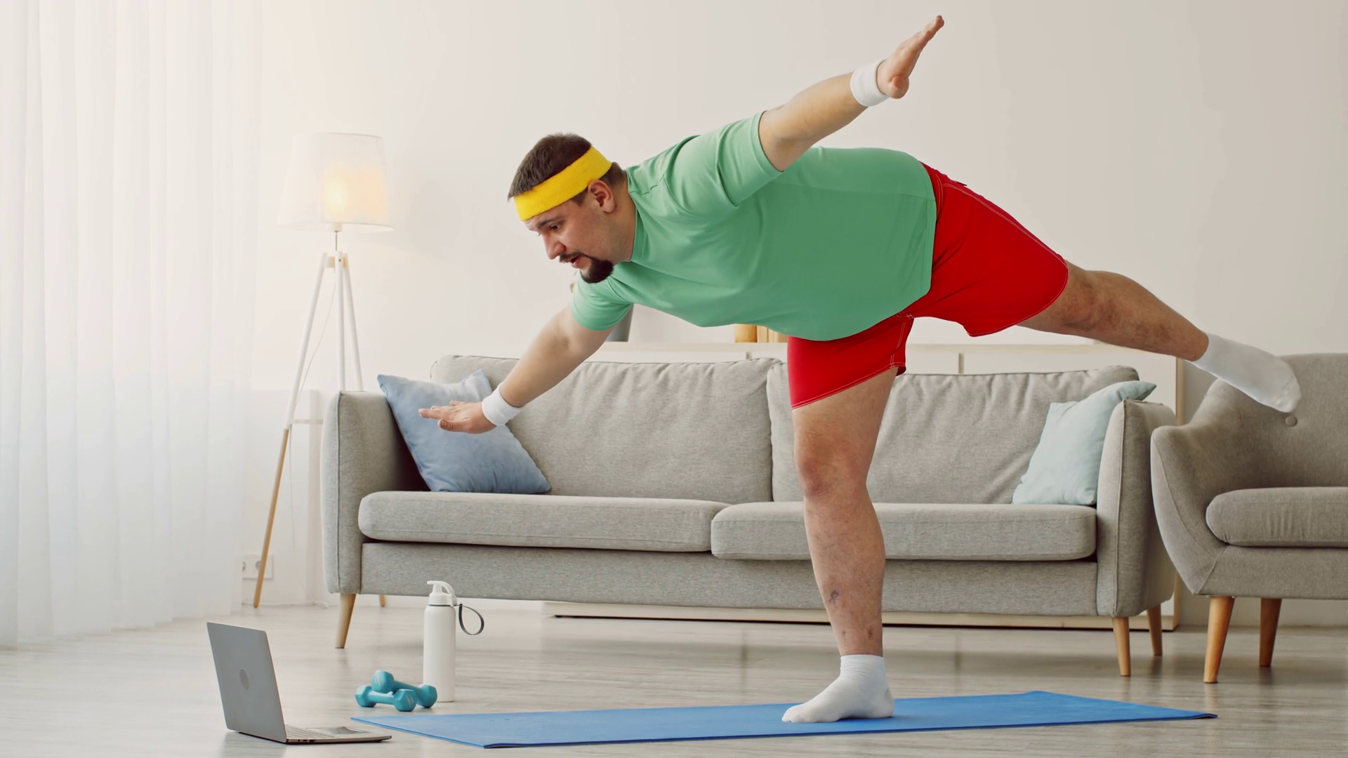 A Millennial Man With Chubby Build Engages Stock Footage SBV-351795167 ...