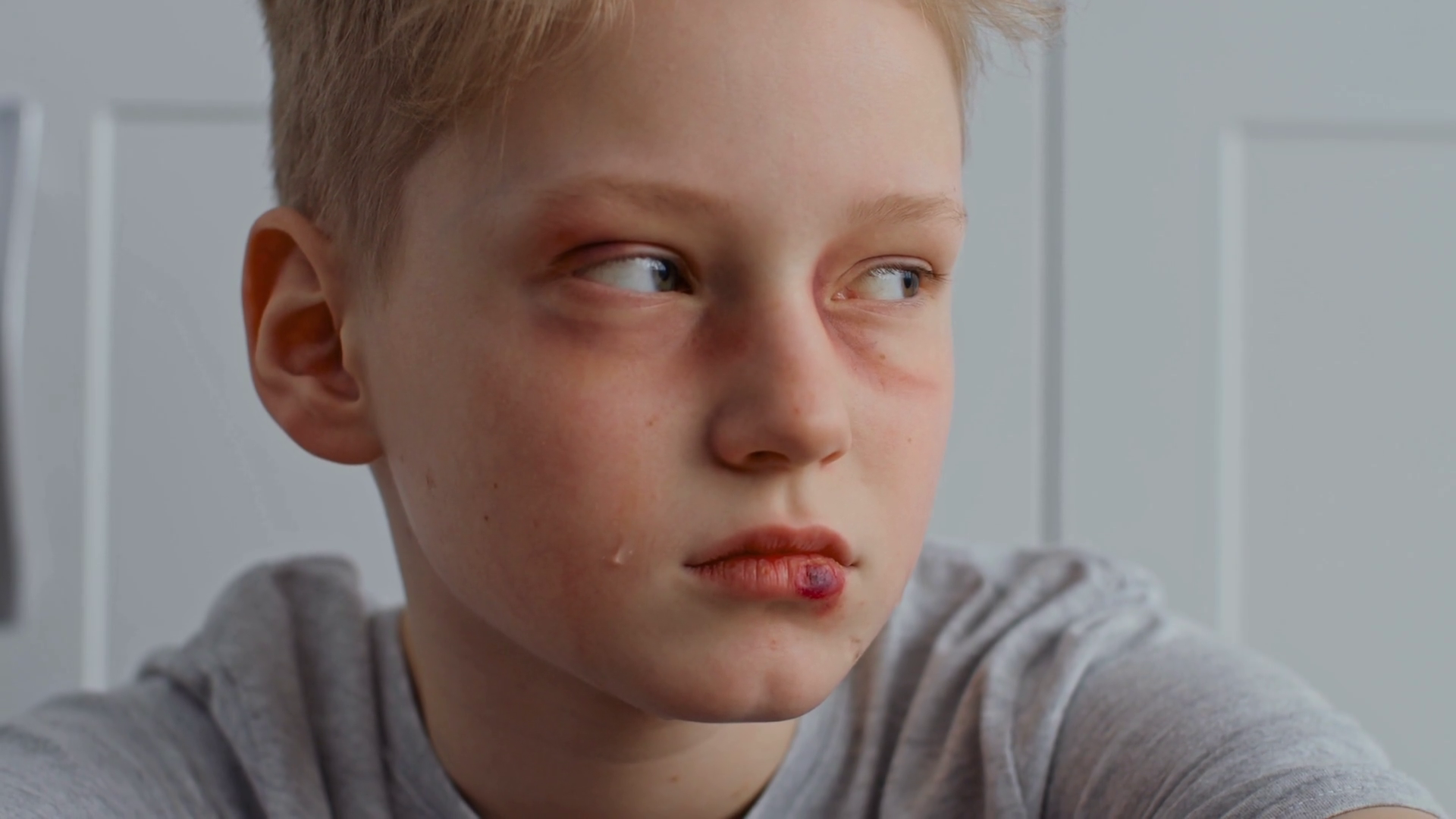 A Young Child With Disheveled Hair Is Stock Footage SBV-351758772 ...