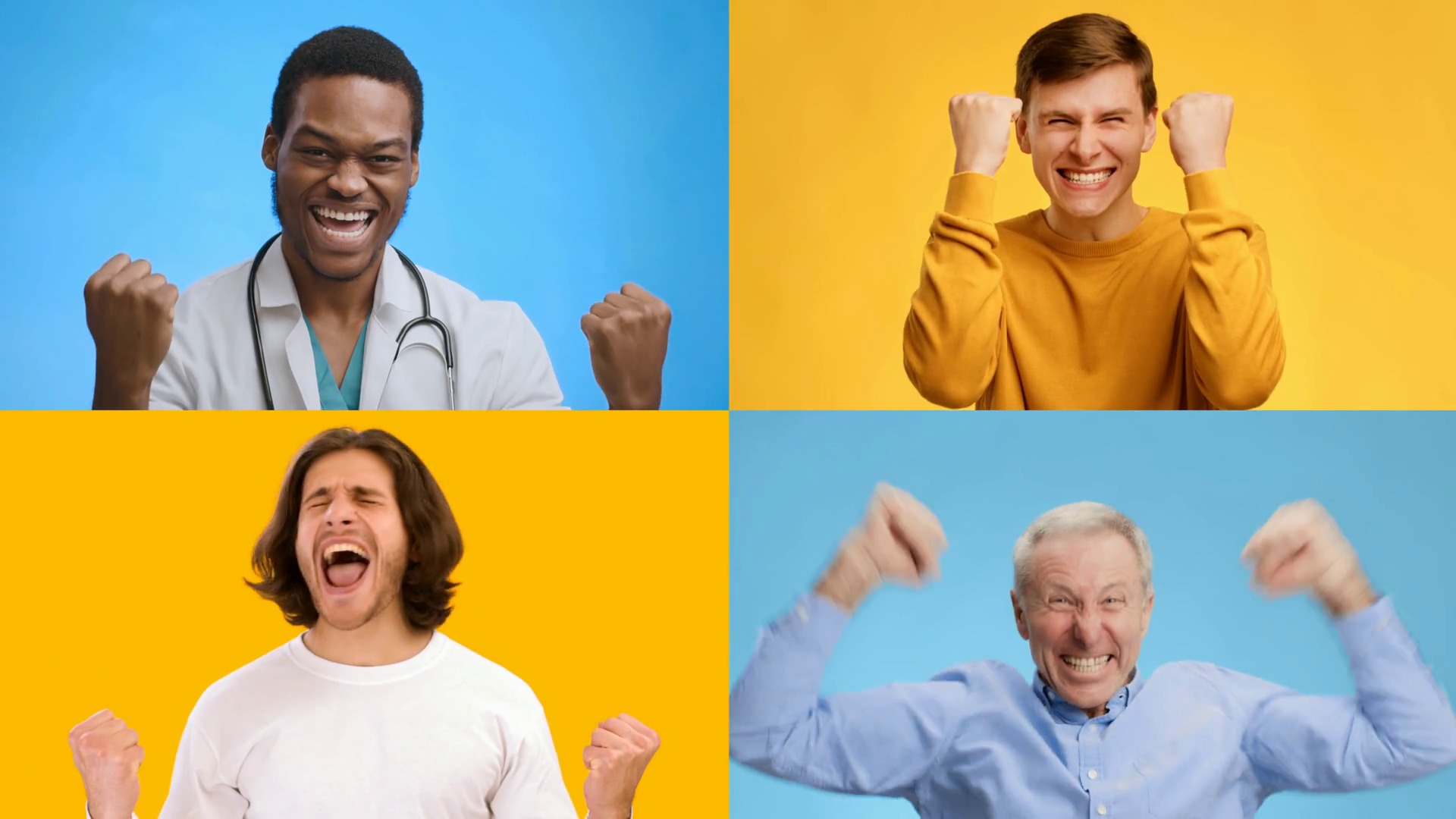 Four Excited Men Express Happiness Through Stock Footage SBV-351819094 ...