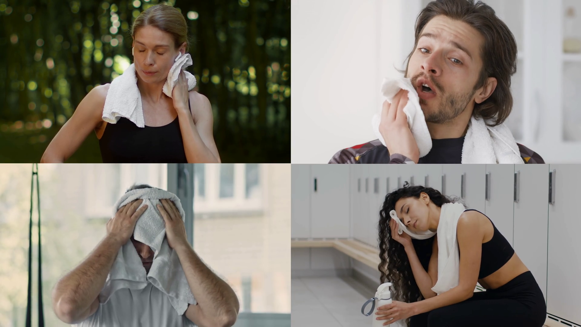 Four Athletes Wipe Sweat From Faces Stock Footage SBV-352029522 ...