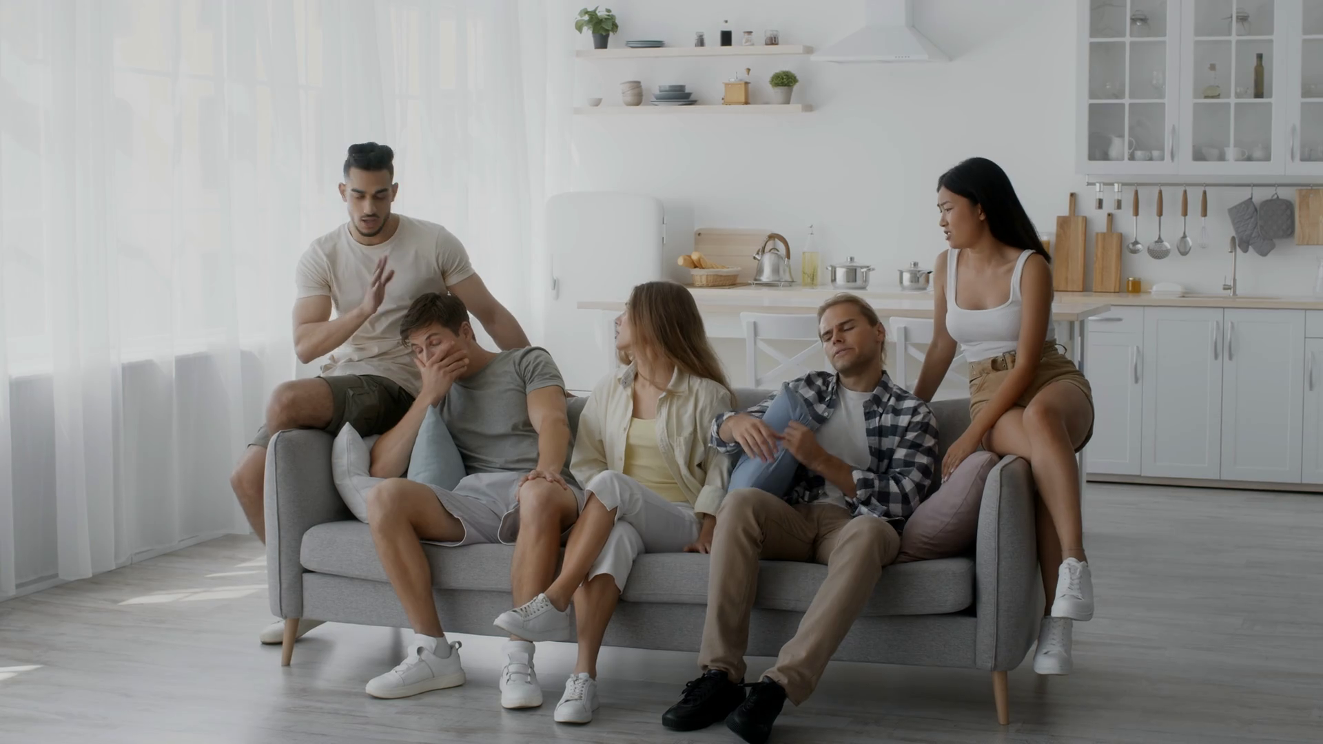 Group Of Friends Part Ways With Young Woman Stock Footage SBV-346667746 ...