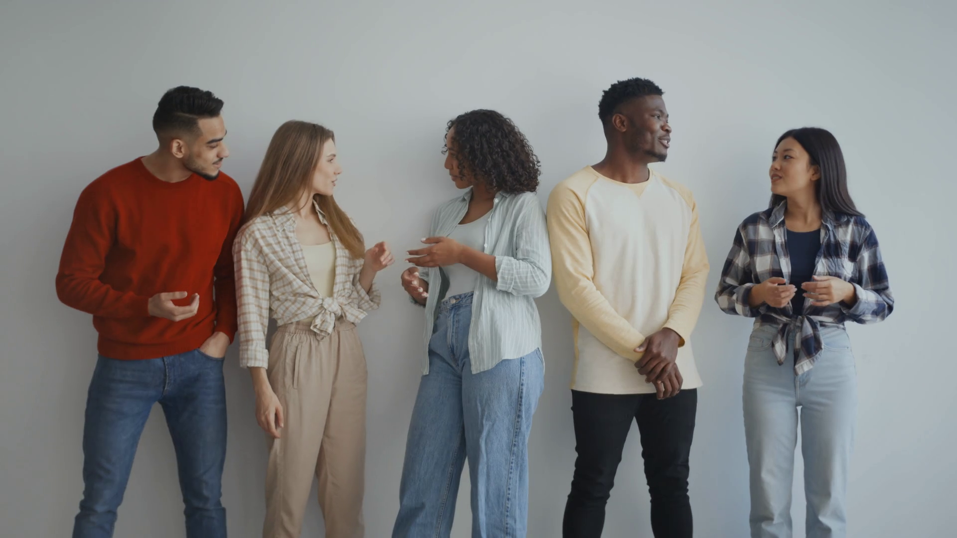 People and communication concept. Group of young positive multiethnic ...