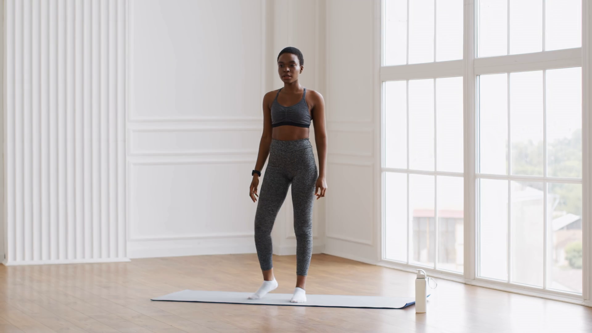 Sporty Black Female Practicing Yoga At Home Stock Footage SBV-346763755 ...