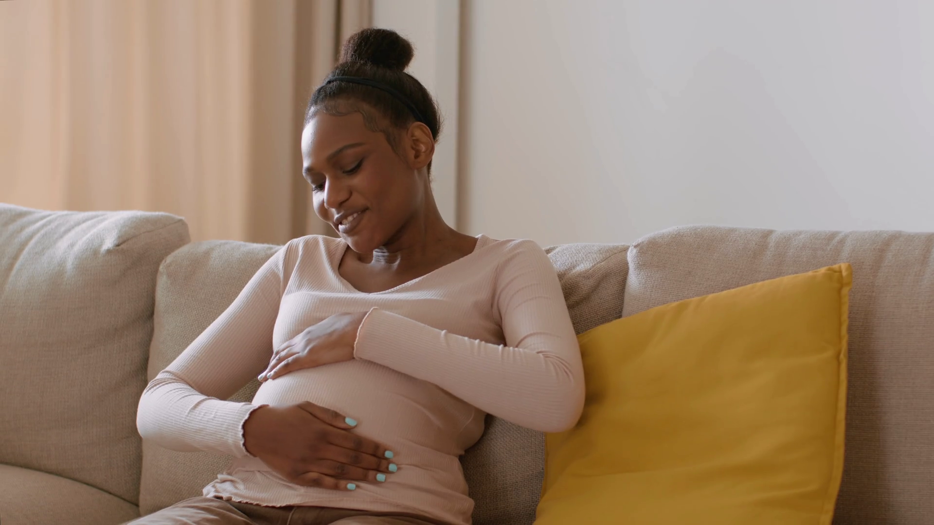 Young Happy Pregnant Black Woman Resting On Stock Footage Sbv 347319120