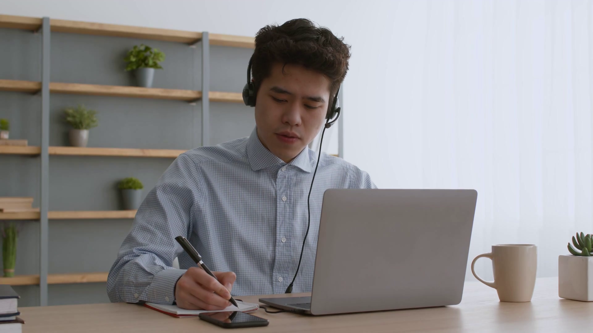 Helpline Call Center Young Asian Guy Stock Footage SBV-346623254 ...