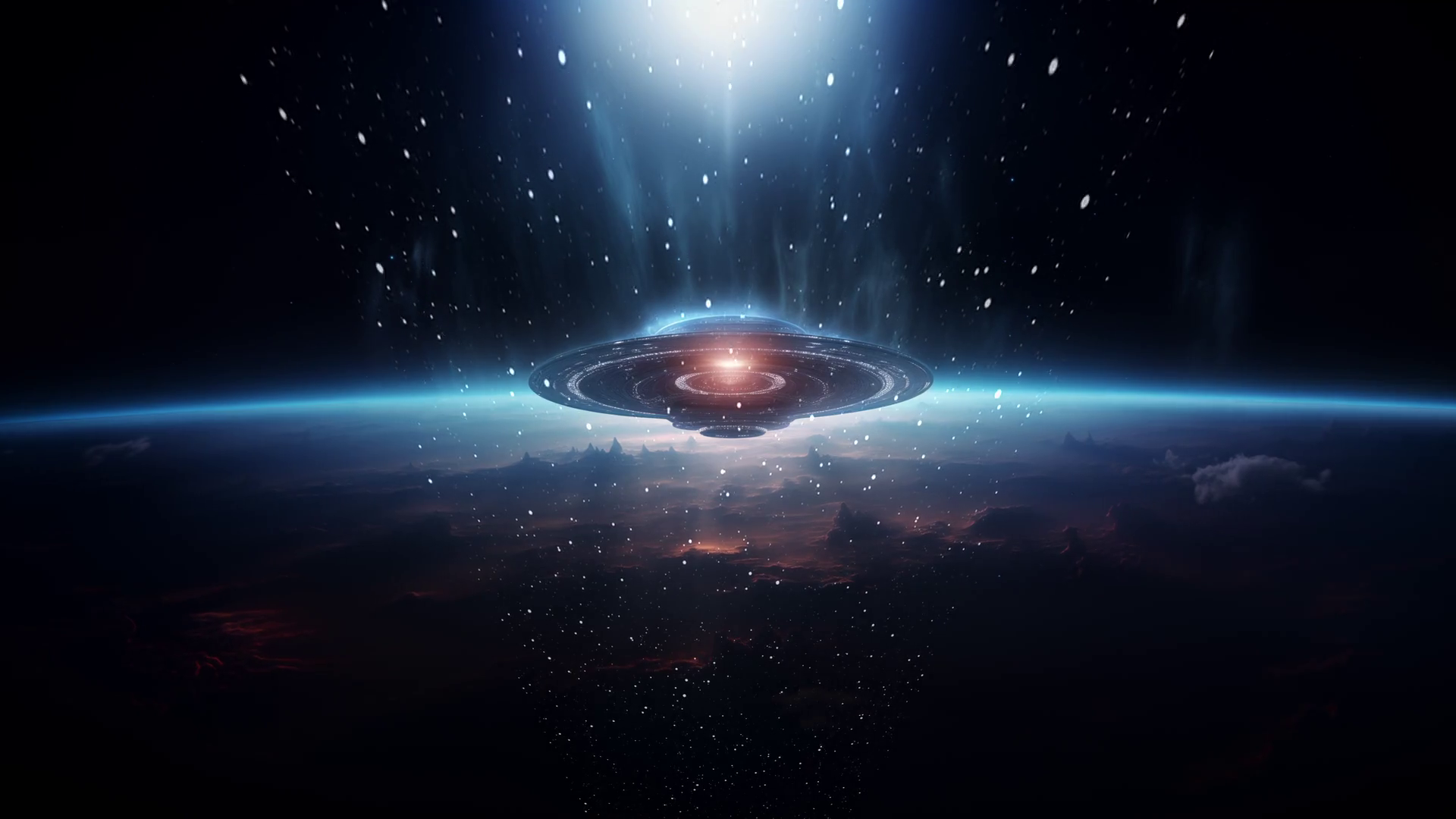 Alien Spaceship Hovering Over Planet Surface Stock Footage SBV ...