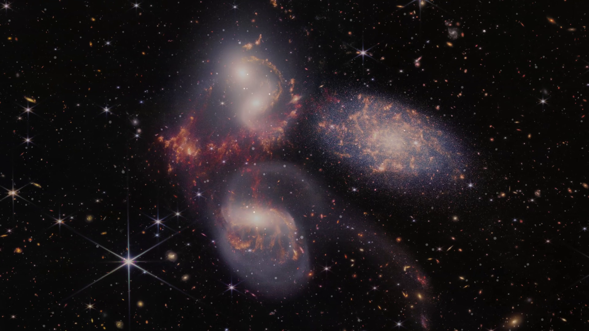 Flying Into Triplet Of Massive Galaxies Stock Motion Graphics SBV ...