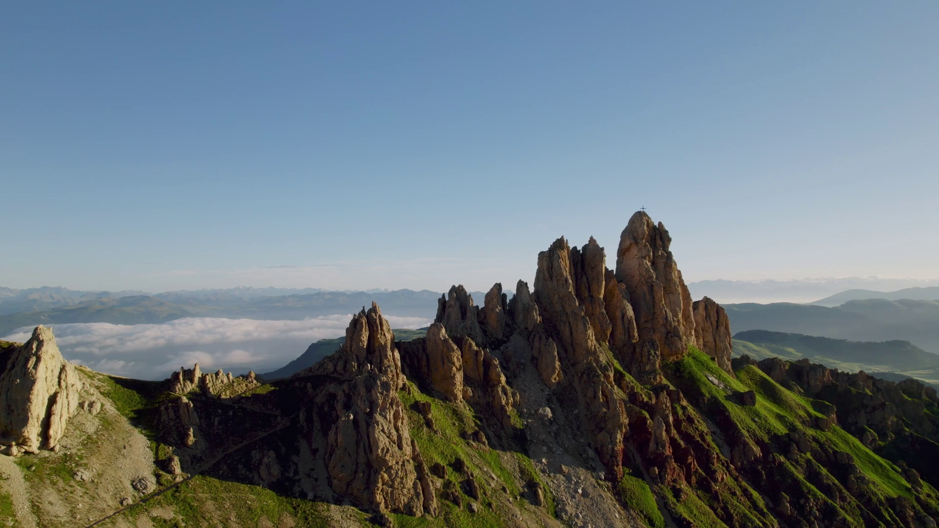 Aerial Of Steep Mountain Rock Formations Stock Footage SBV-347623332 ...