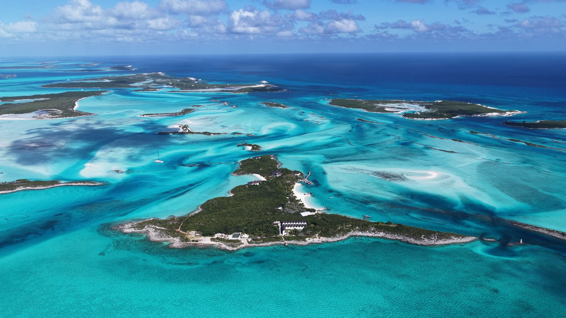 Exuma Skyline At Exuma Islands In Black Stock Footage SBV-353414789 ...