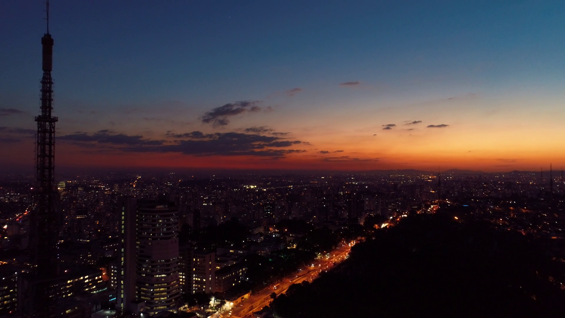 Sunset downtown Sao Paulo Brazil. Downtown district at sunset scenery ...