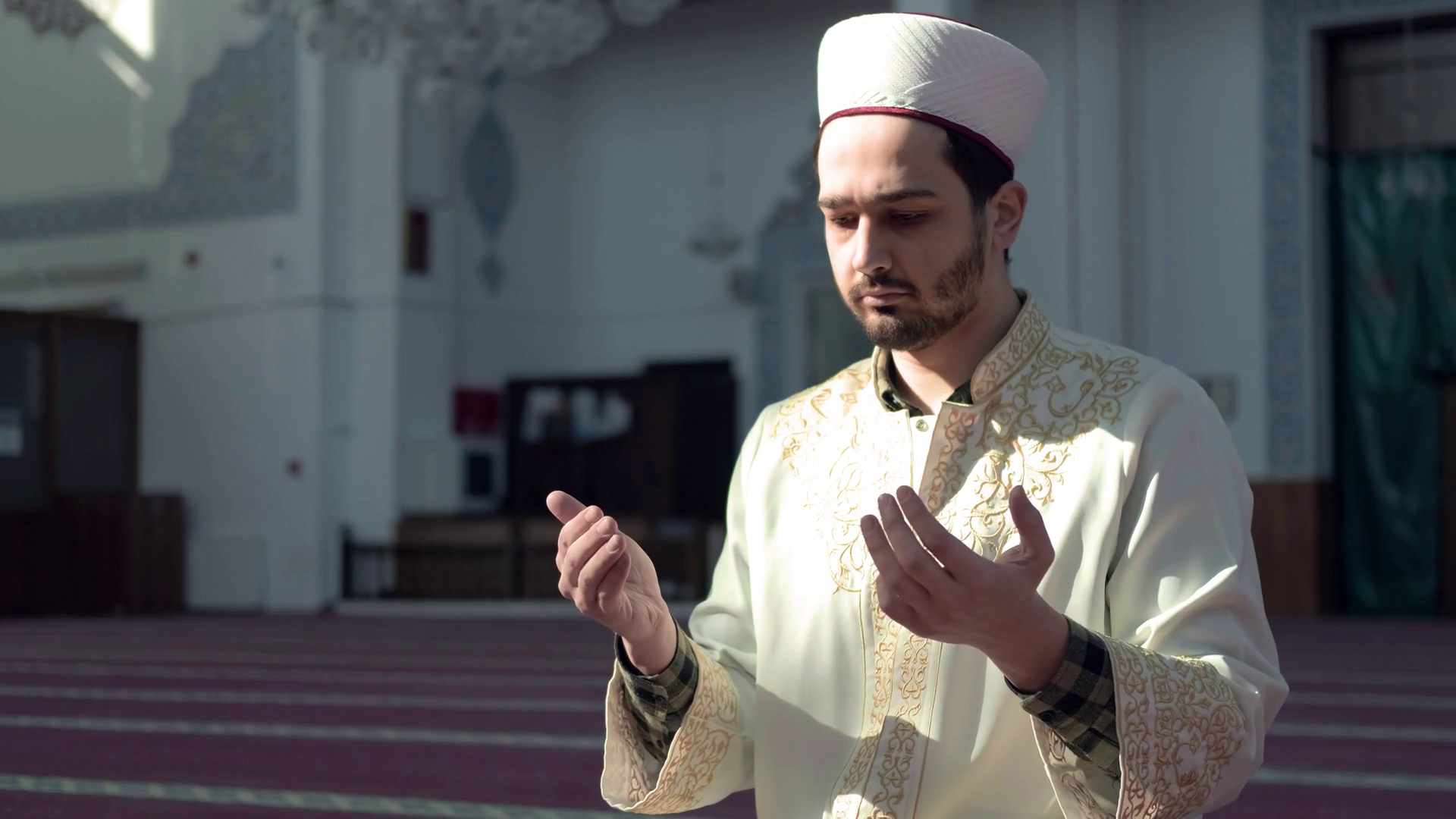 Different Angle Shot Of Imam Sitting In Stock Footage SBV-347675350 ...