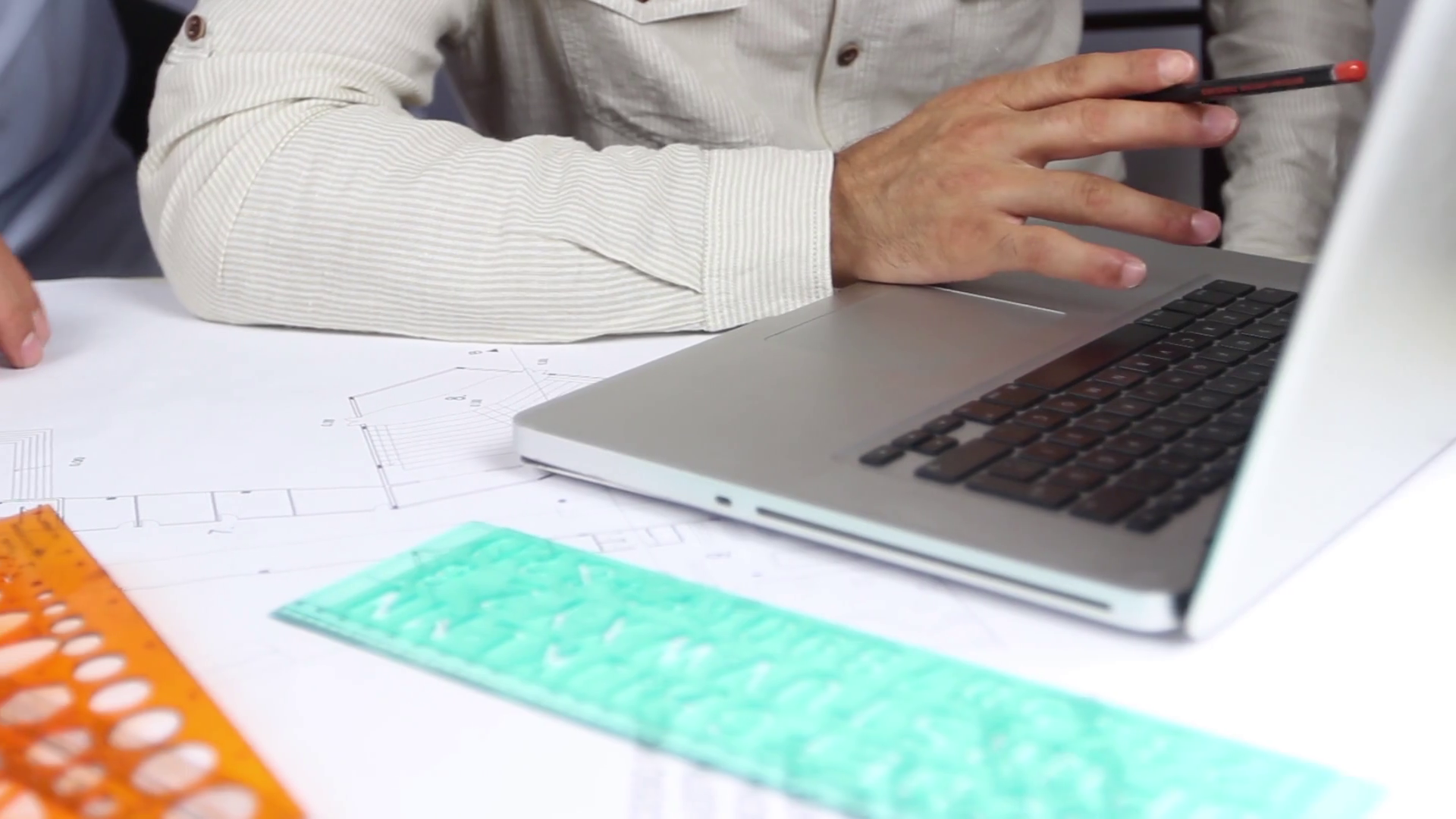 Architects Compare Drawings With Computer Stock Footage SBV-347675631 ...