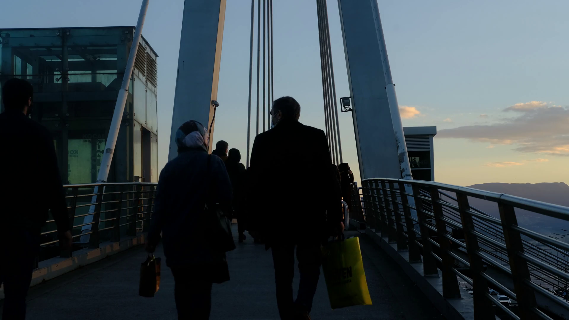 People Wearing Masks On Bridge Due To Stock Footage SBV-347675223 ...