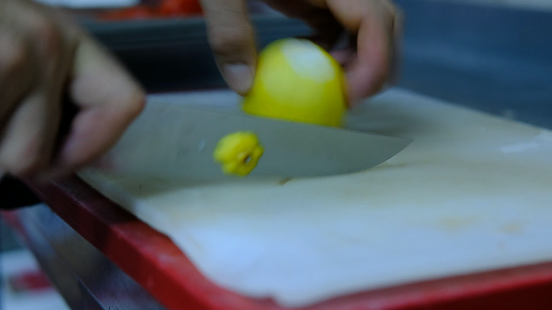 Cut Lemonmale Hand Cutting Lemon Slicing Stock Footage SBV-347652112 ...