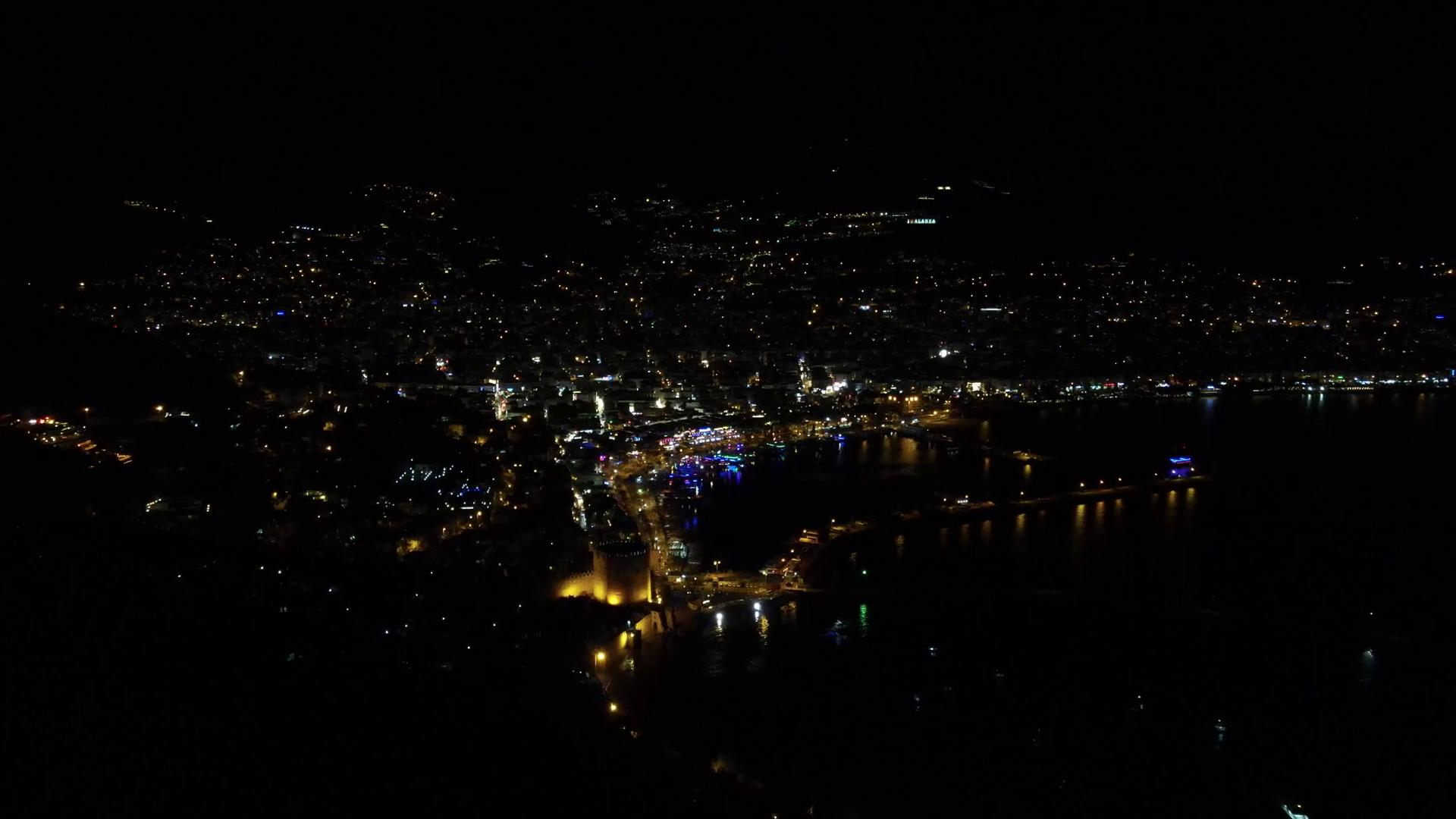 City Harbor Lights Night View Of City Port Stock Footage SBV-347649699 ...