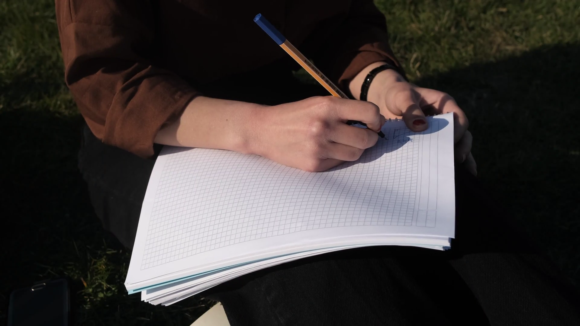 Close-up View Of Young Woman Doing Geometry Stock Footage SBV-347645317 ...