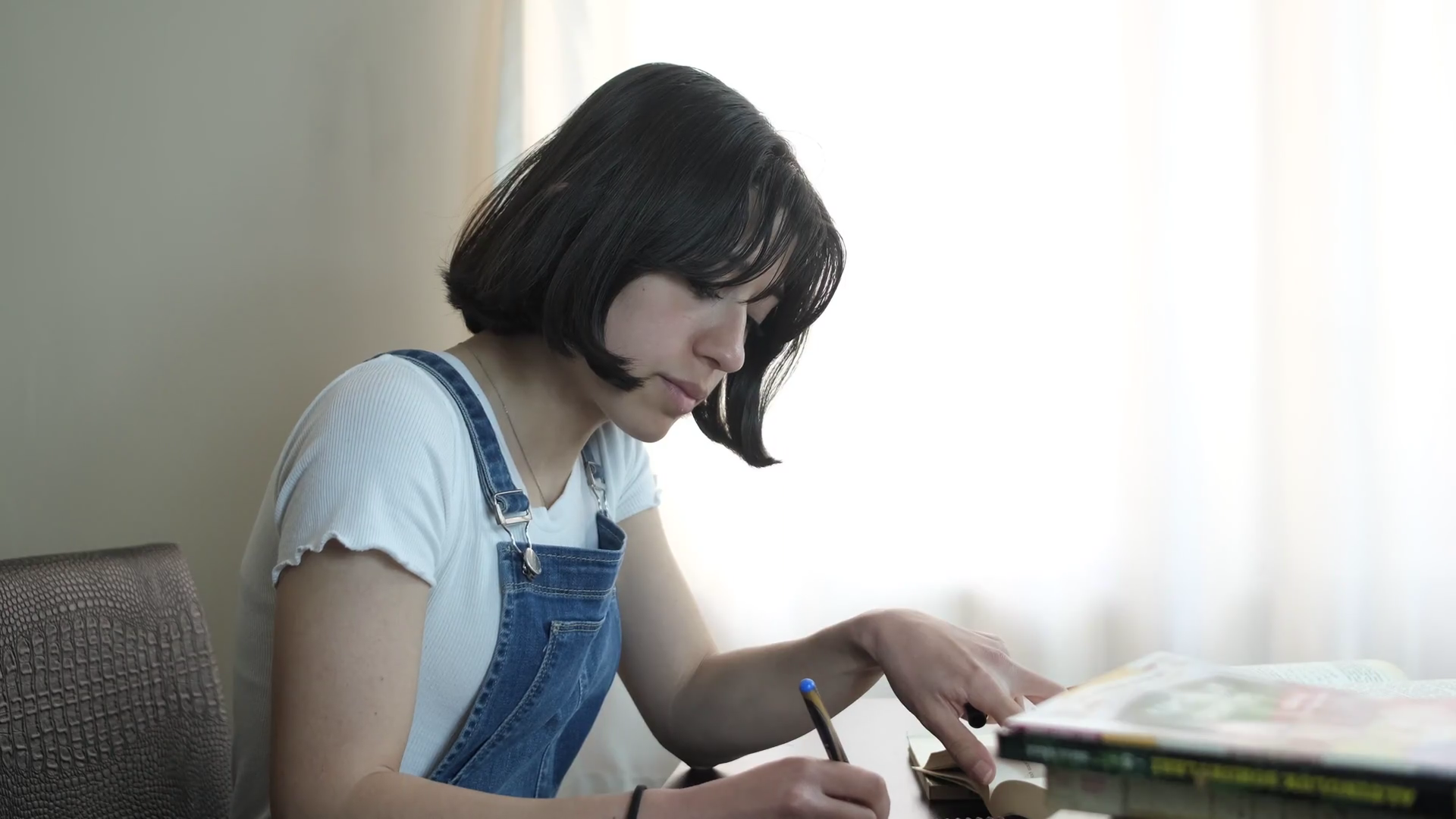 Image Of Female Student Studying At Desk Stock Footage SBV-347545933 ...