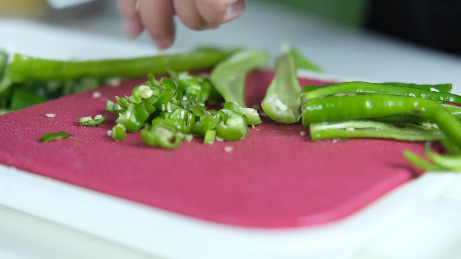 Close Up View Of Hands Finely Chopping Green Stock Footage SBV ...