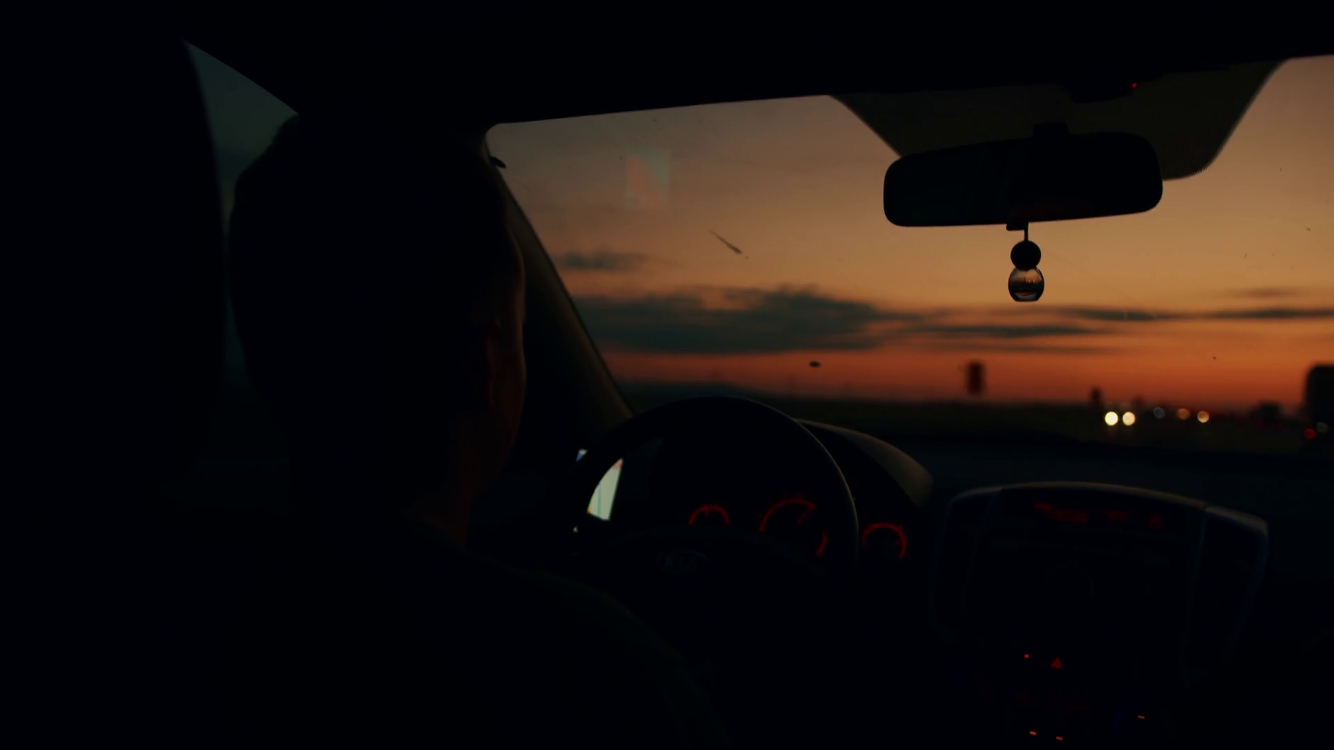 Sunset From Inside Car Blurry Headlights Of Stock Footage SBV-348393181 ...
