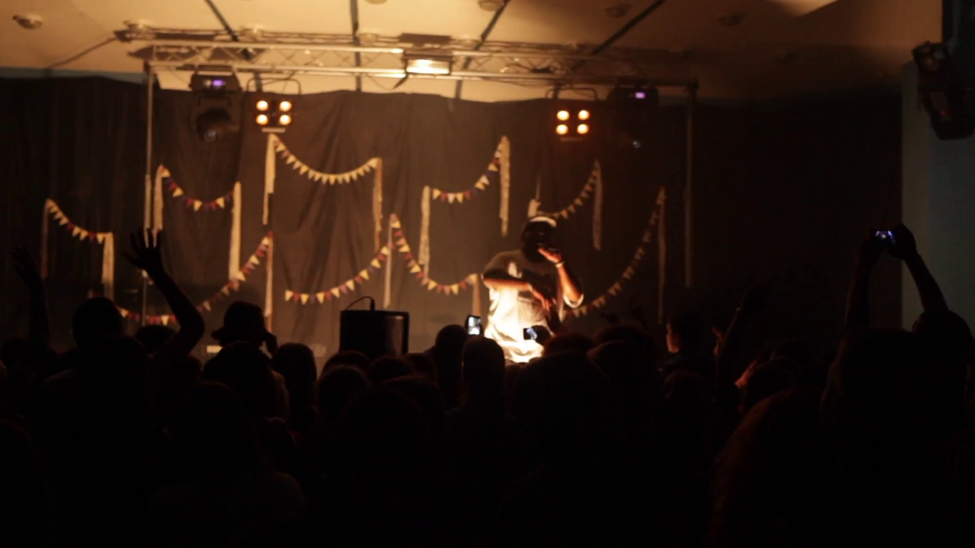 A Black Rapper On Stage Cheering Crowd View Stock Footage SBV-327976437 ...