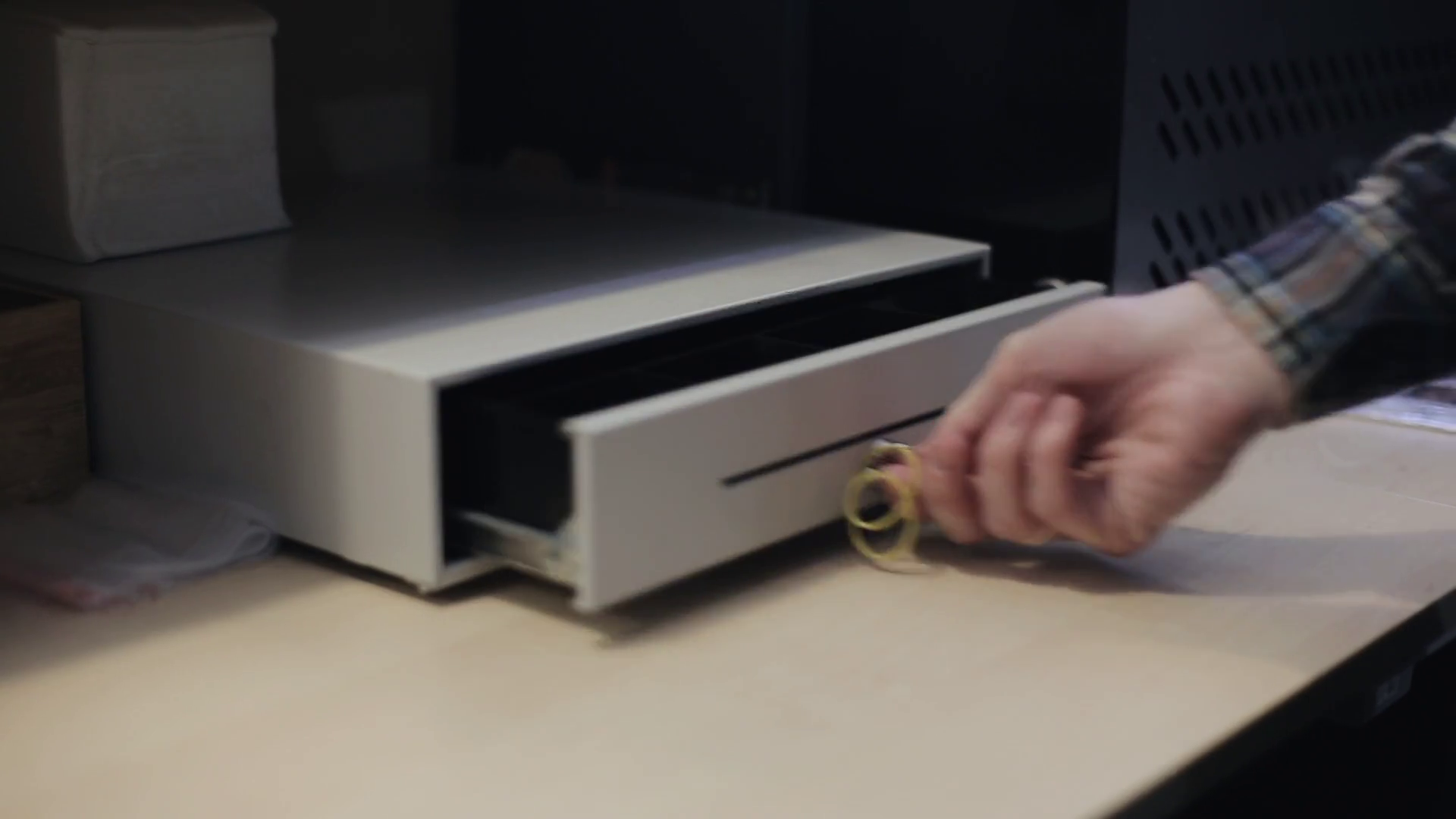 A Close View Of Male Cashier Opening Cash Stock Footage SBV-337227233 ...