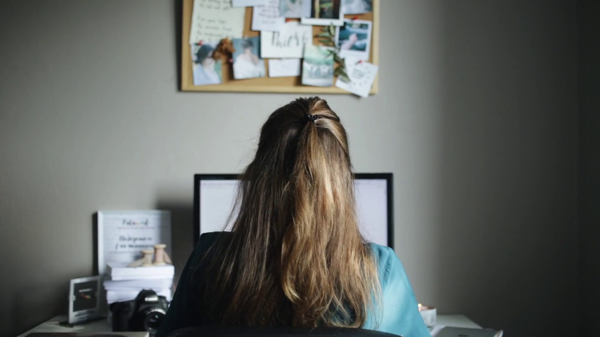 Rear View Of Person Working On Computer Stock Footage SBV-327977018 ...