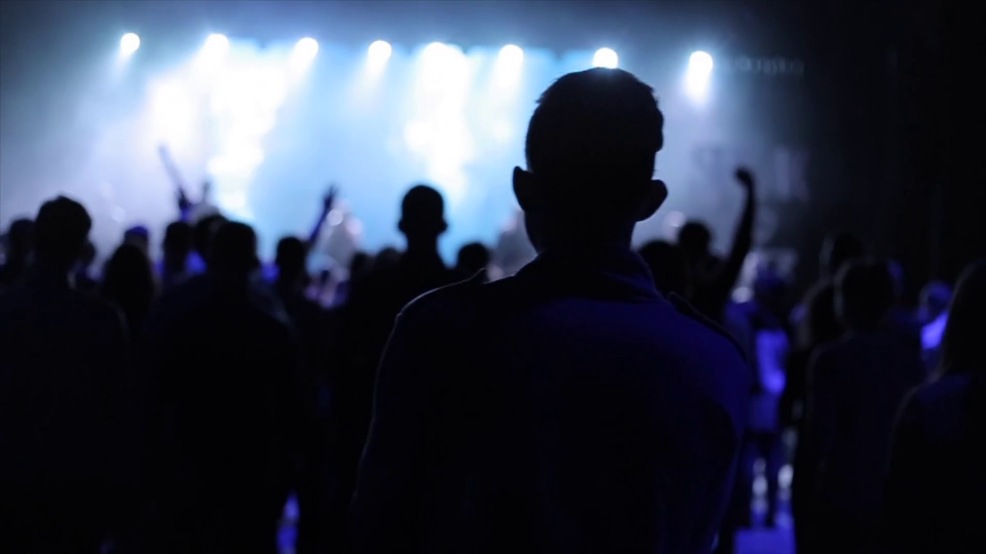 Back View Of Man At Concert Listening To Stock Footage SBV-327927110 ...