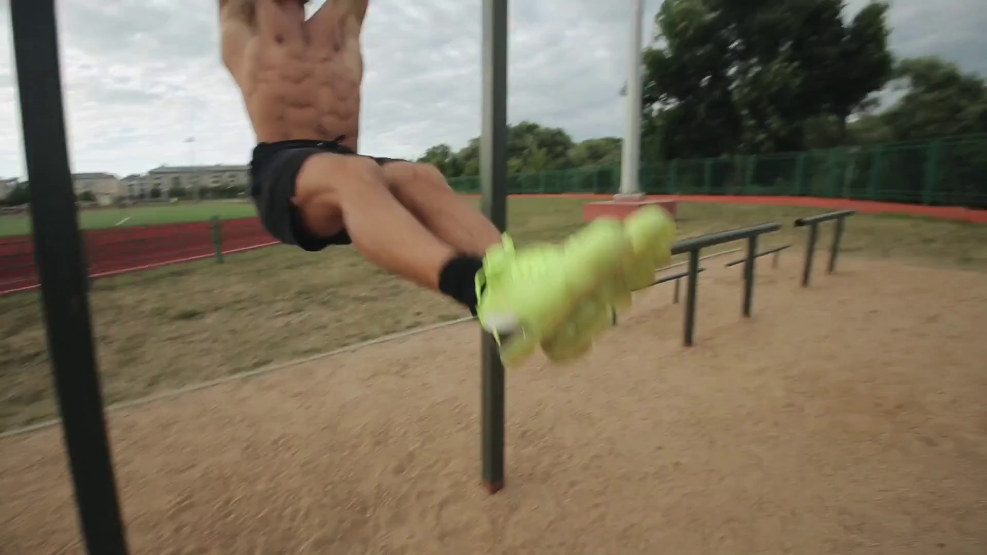 Active Man Performing Hanging Leg Raises Stock Footage SBV-338007286 ...