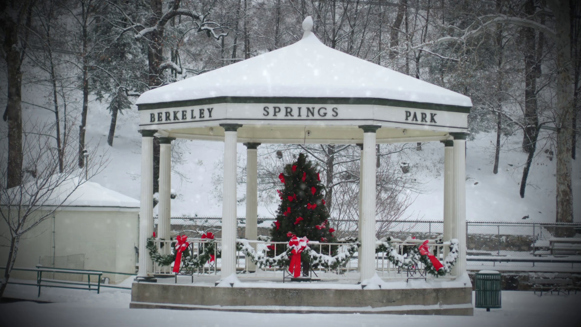 Medium Snowfall With Gazebo In State Park In Stock Footage SBV ...