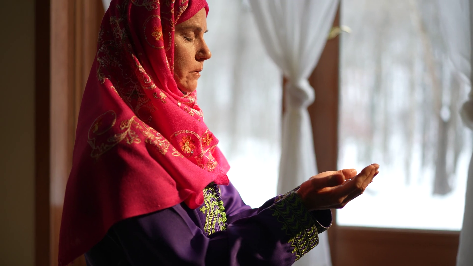 Mature Muslim Woman Praying At Home With Stock Footage SBV-352730301 ...