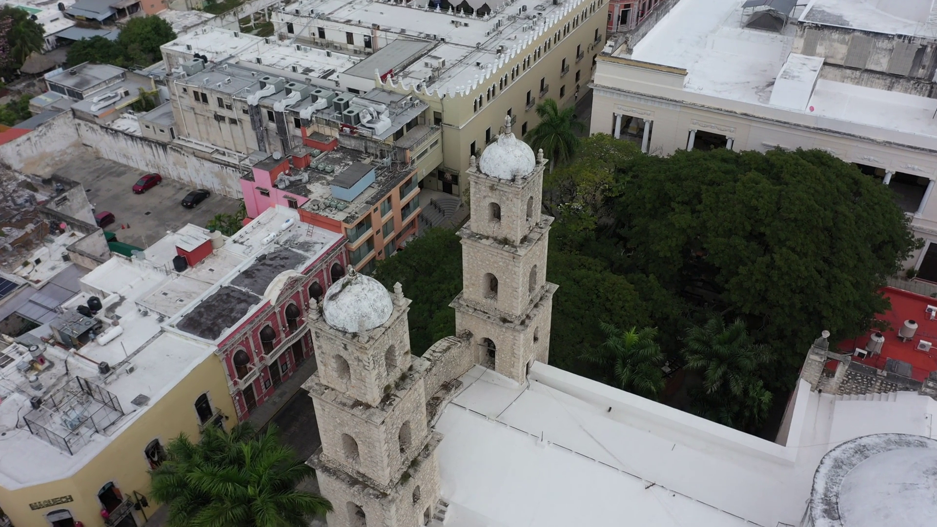 Aerial Camera Pitching Down Onto Park Street Stock Footage SBV ...