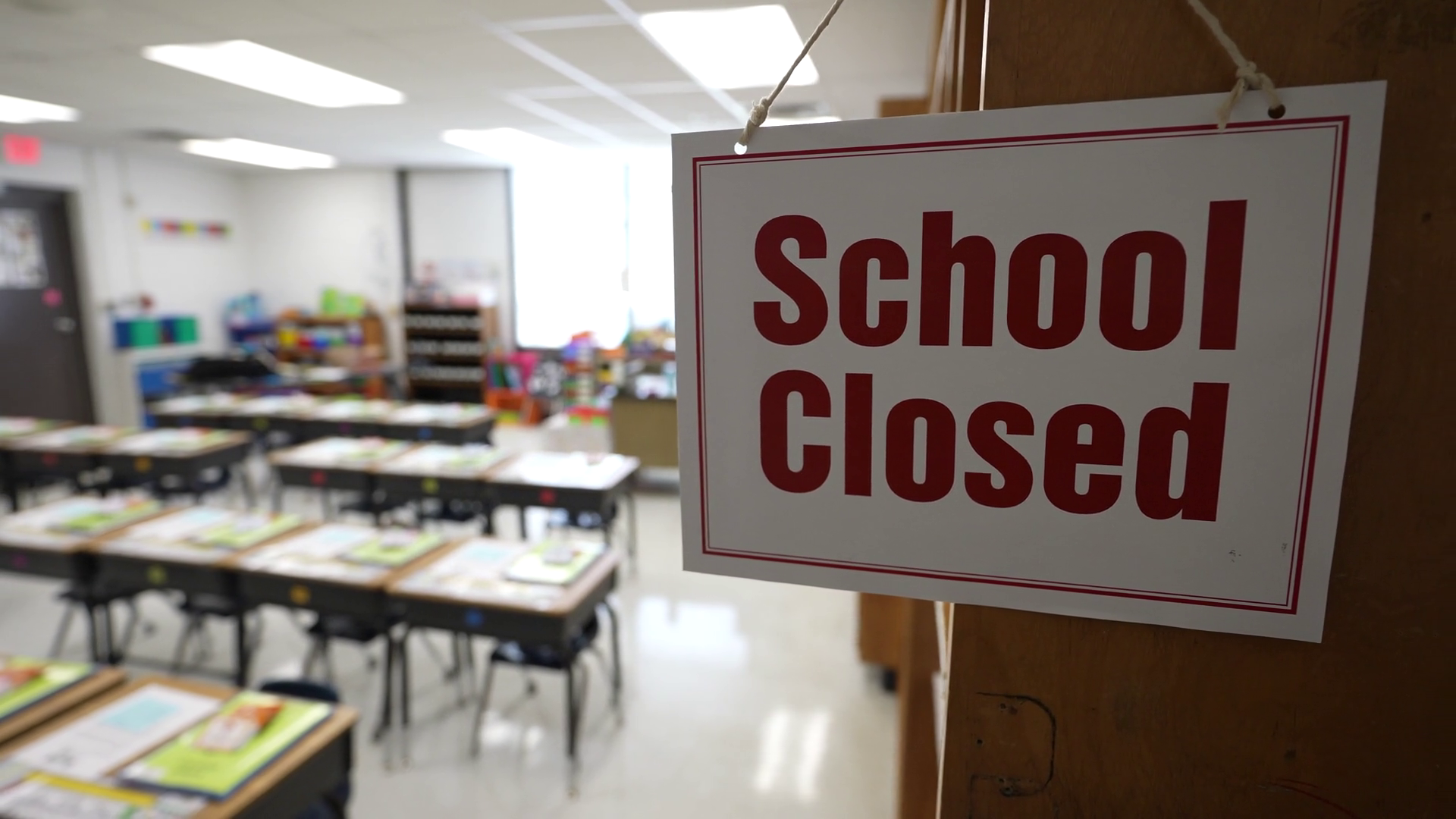 Closeup Of School Closed Sign In Out Of Stock Footage SBV-352730889 ...