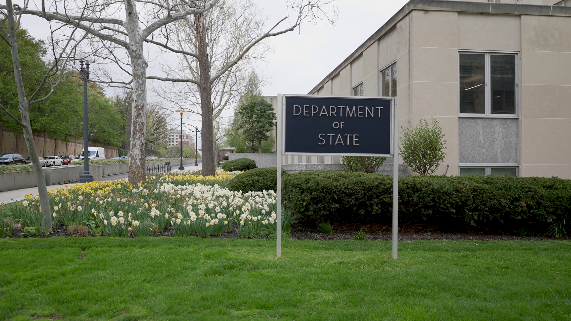 Department Of State Sign In Front Of Harry S Stock Footage SBV ...