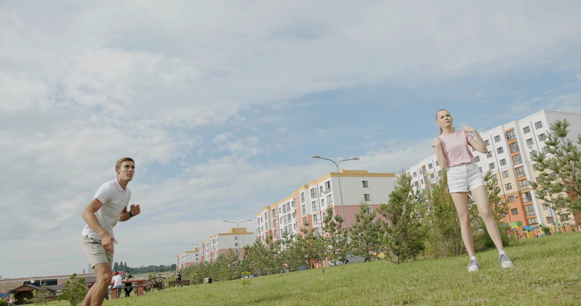 Happy Friends Playing With Flying Disk In Stock Footage SBV-347597931 ...