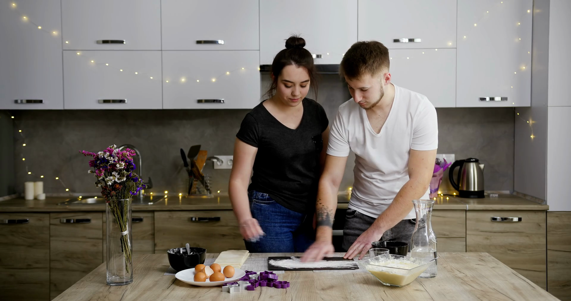 Happy Couple Cooking Pastry Together Stock Footage SBV-347613047 - Storyblocks