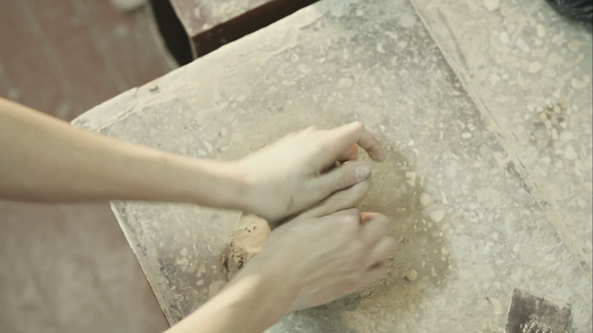 Potter Preparing Clay Pottering Top View Raw Stock Footage SBV ...