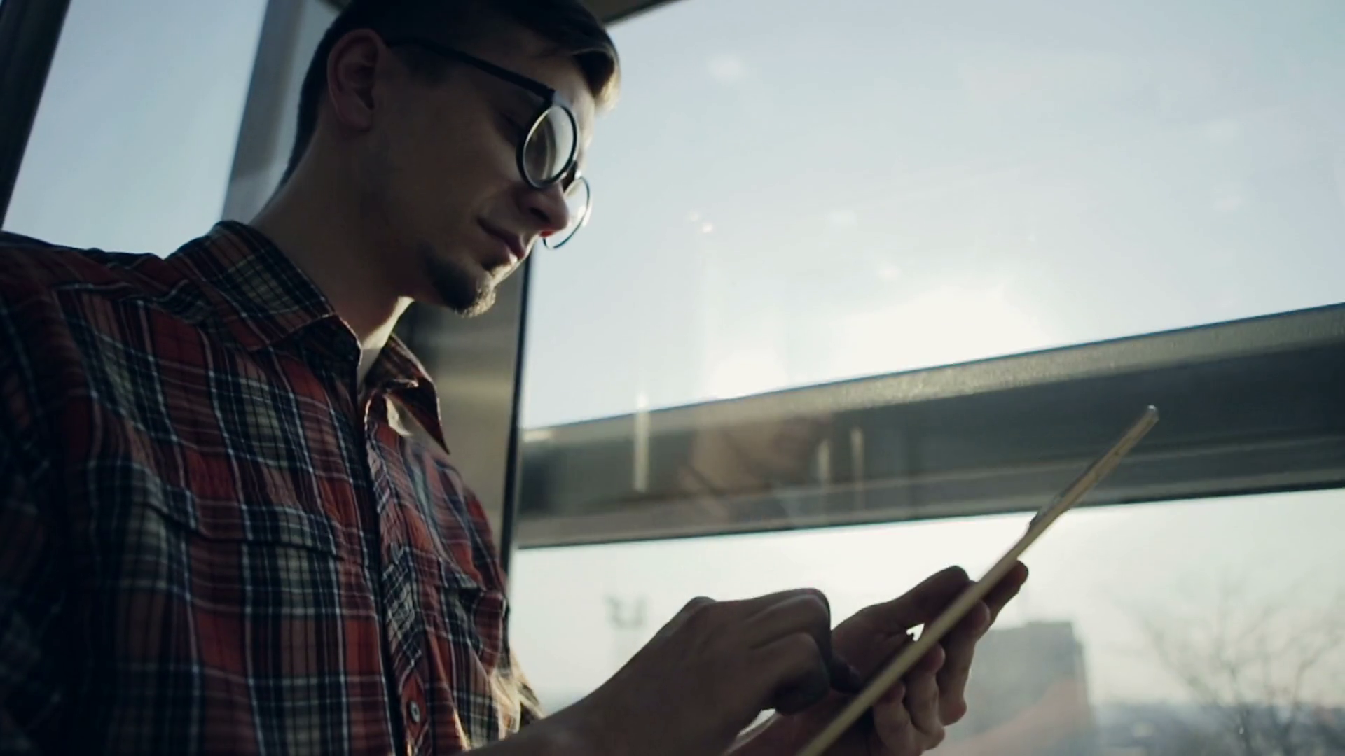 Young Man Reviewing On Tablet Standing In Stock Footage SBV-347621471 ...