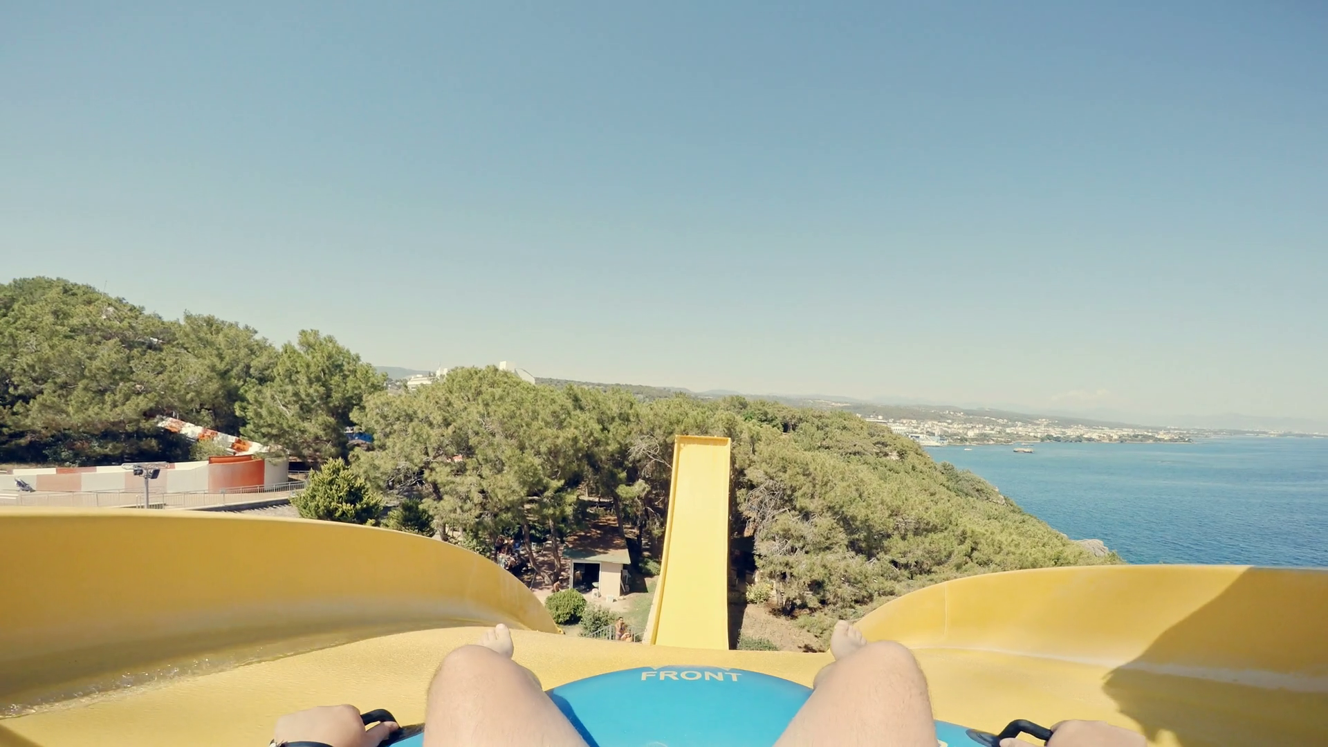 Pov: Men Slides Down Very Steep Water Slide Stock Footage SBV-347635566 ...