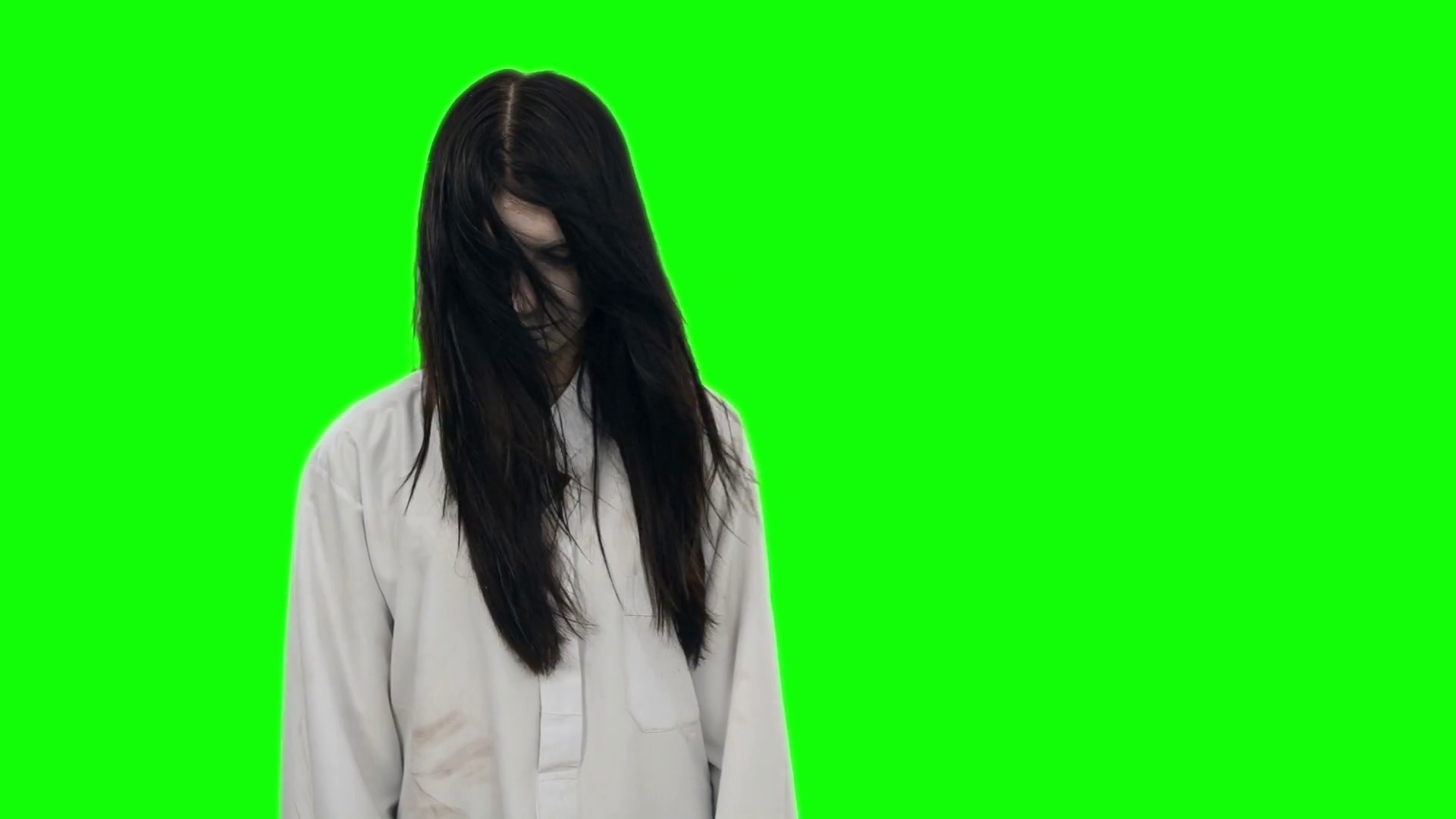 Ghost Girl With Long Black Hair Wearing Stock Footage SBV-347618571 ...