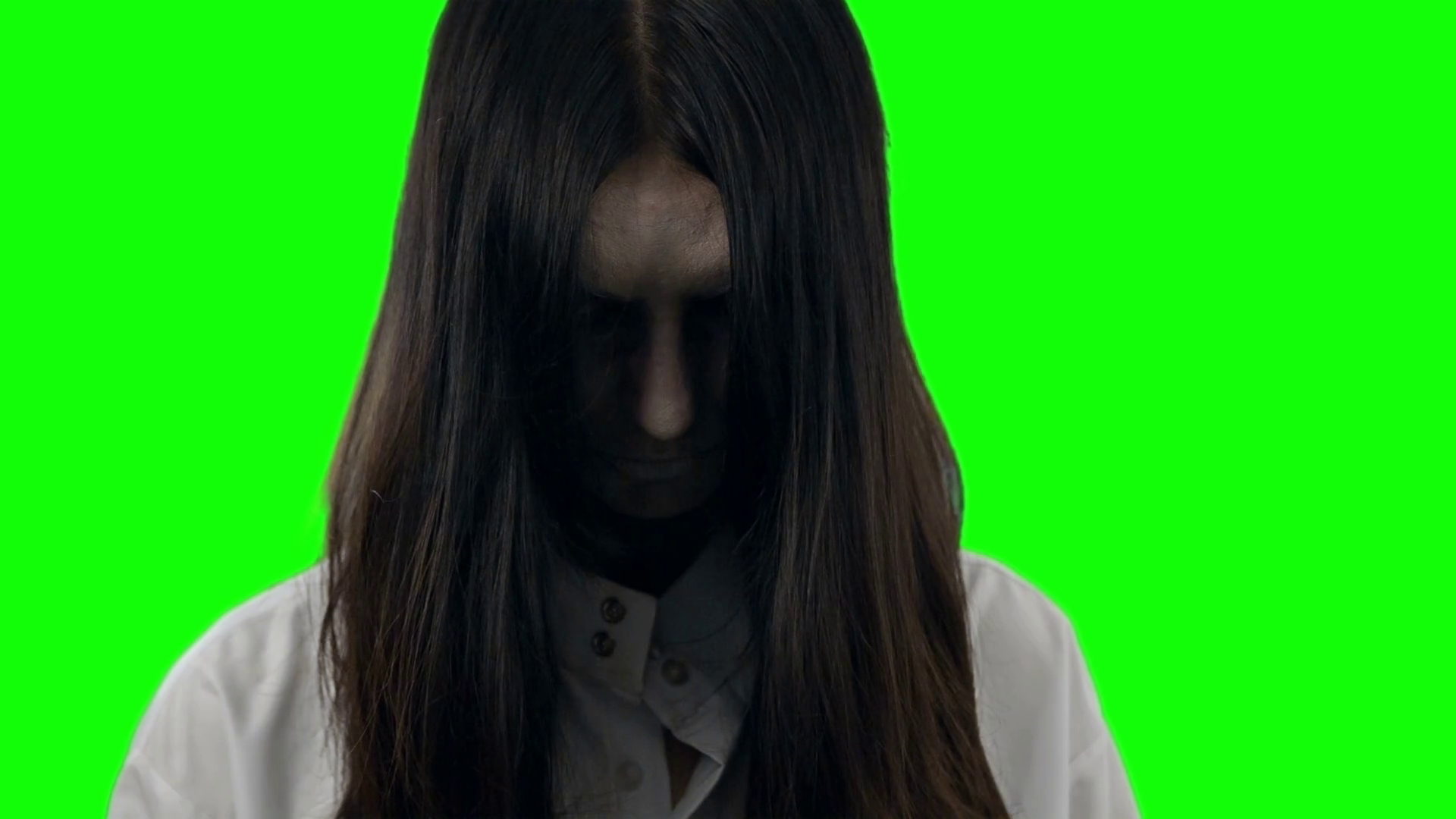 The Face Of Terrible Demon Girl At Chroma Key Stock Footage SBV ...