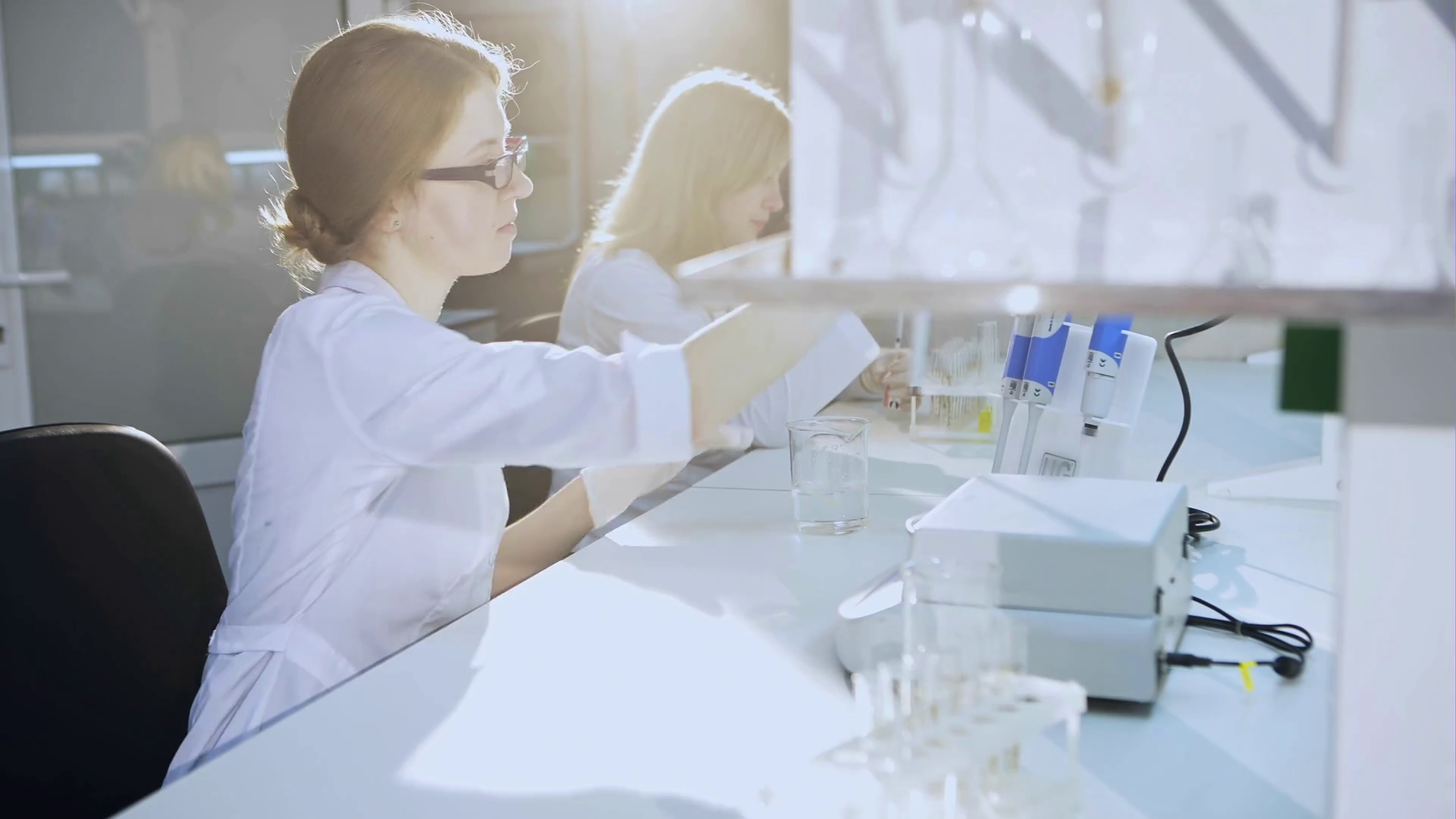 Data Analysis In Chemical Lab: Two Dedicated Stock Footage SBV-347629435 - Storyblocks