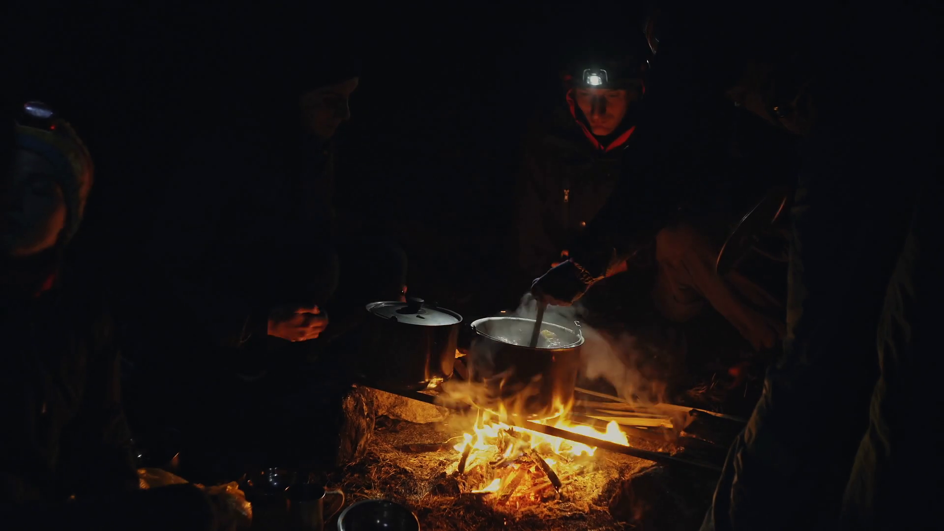 Tourists Cooking Food On Campfire Stock Footage SBV-347621058 - Storyblocks