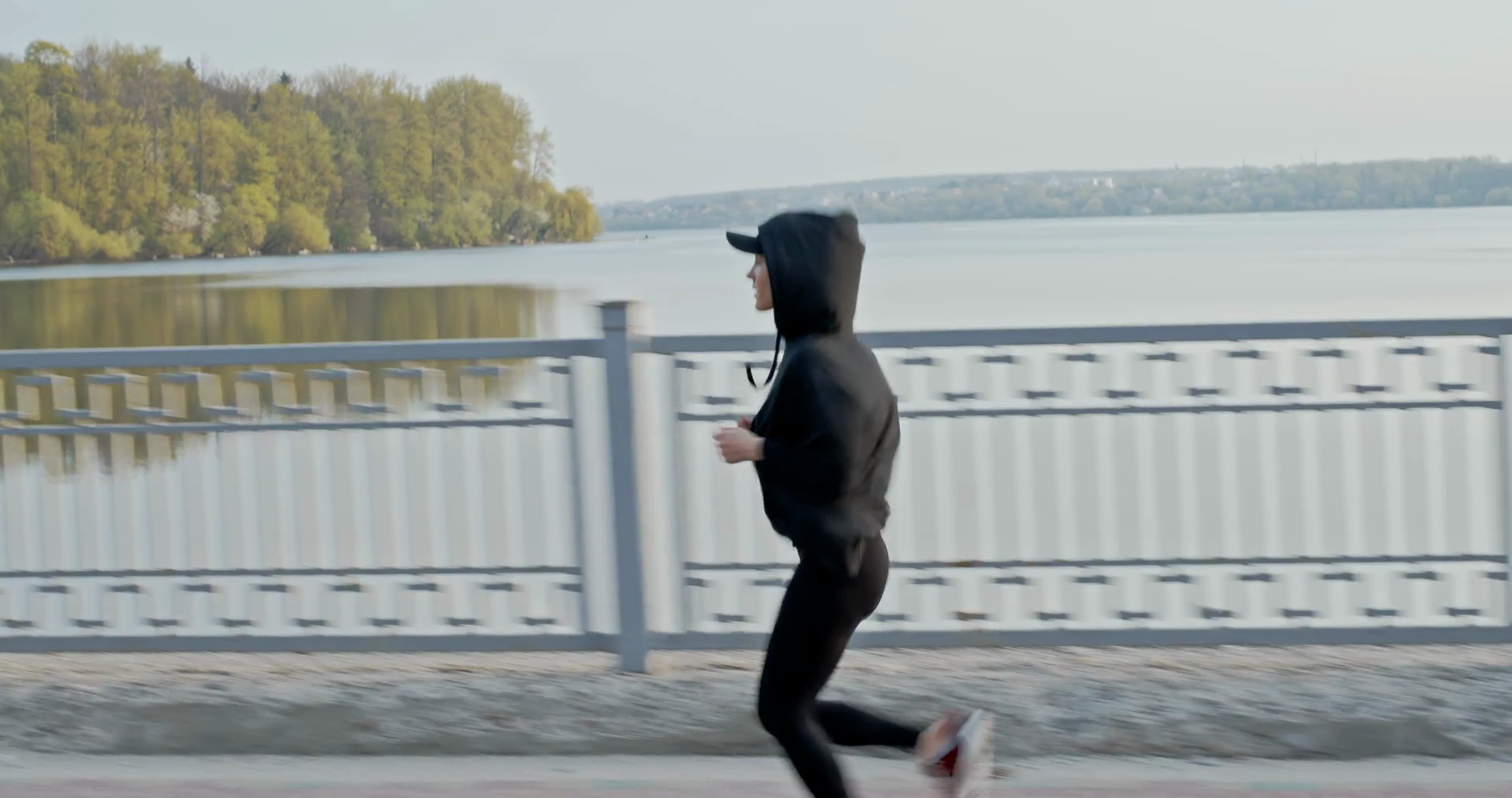 Active Woman Jogging Waterfront In Stock Footage SBV-347626794 ...