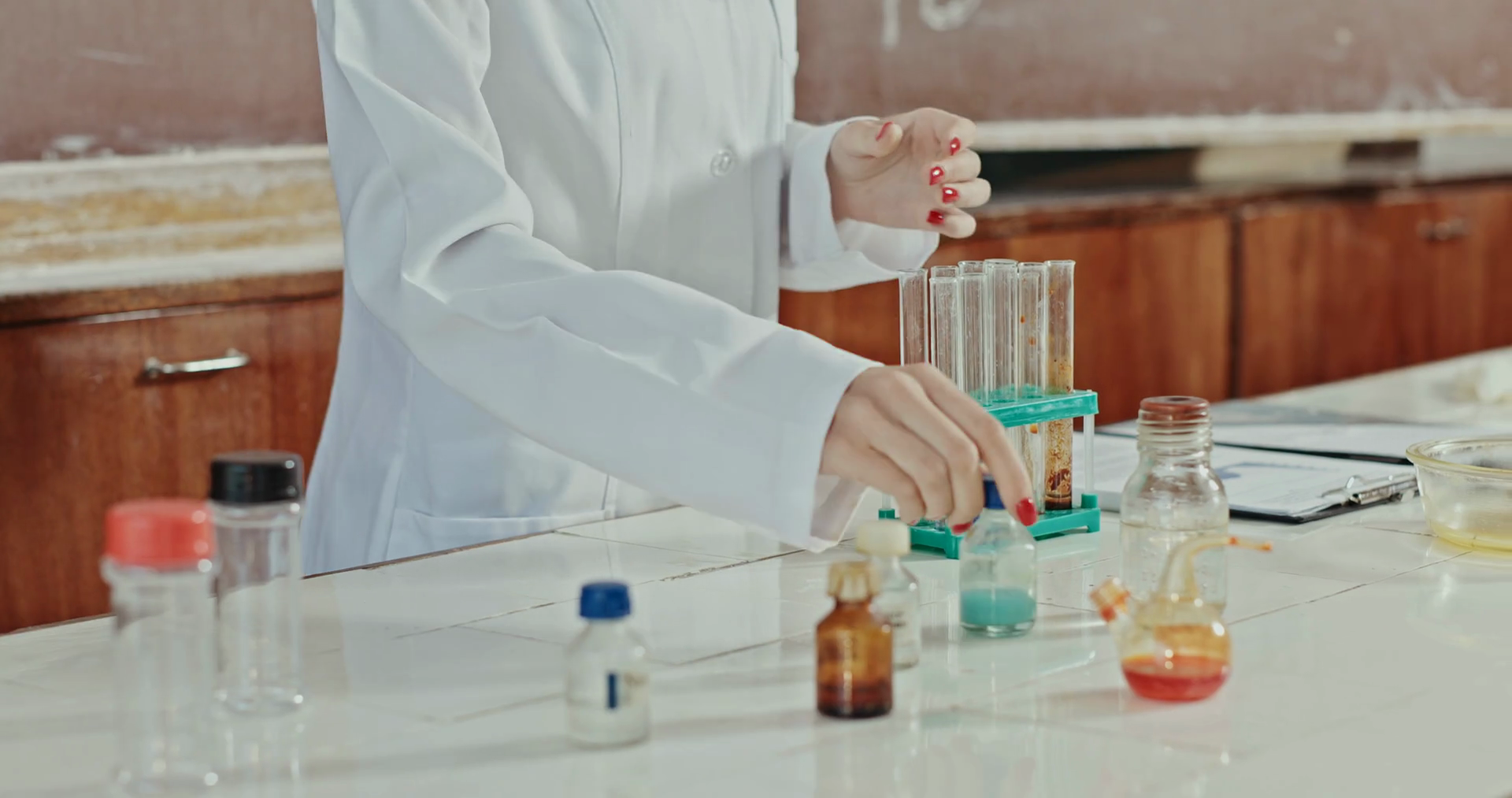 Female Scientist Performing Chemical Stock Footage SBV-347645278 ...
