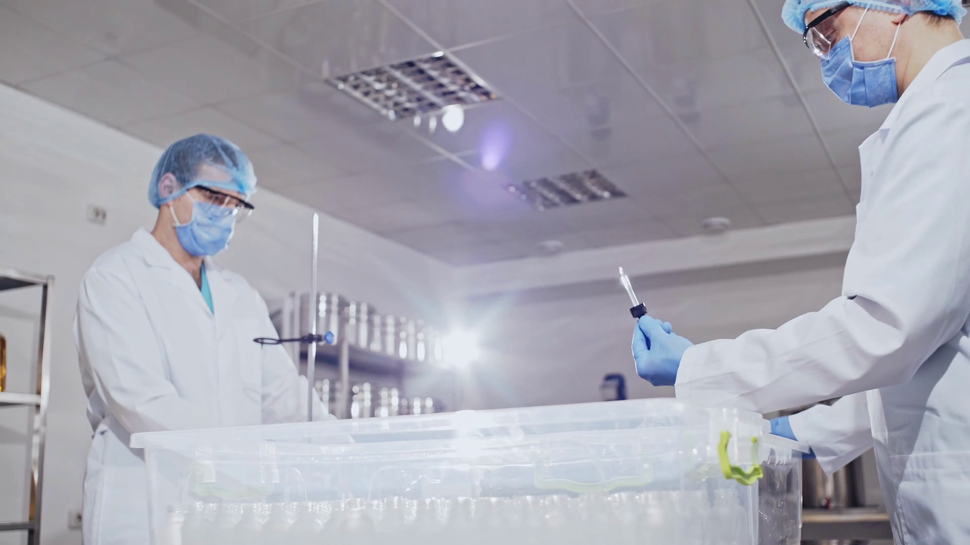 Laboratory Workers Pack Chemical Fluid Into Stock Footage SBV-347660272 ...