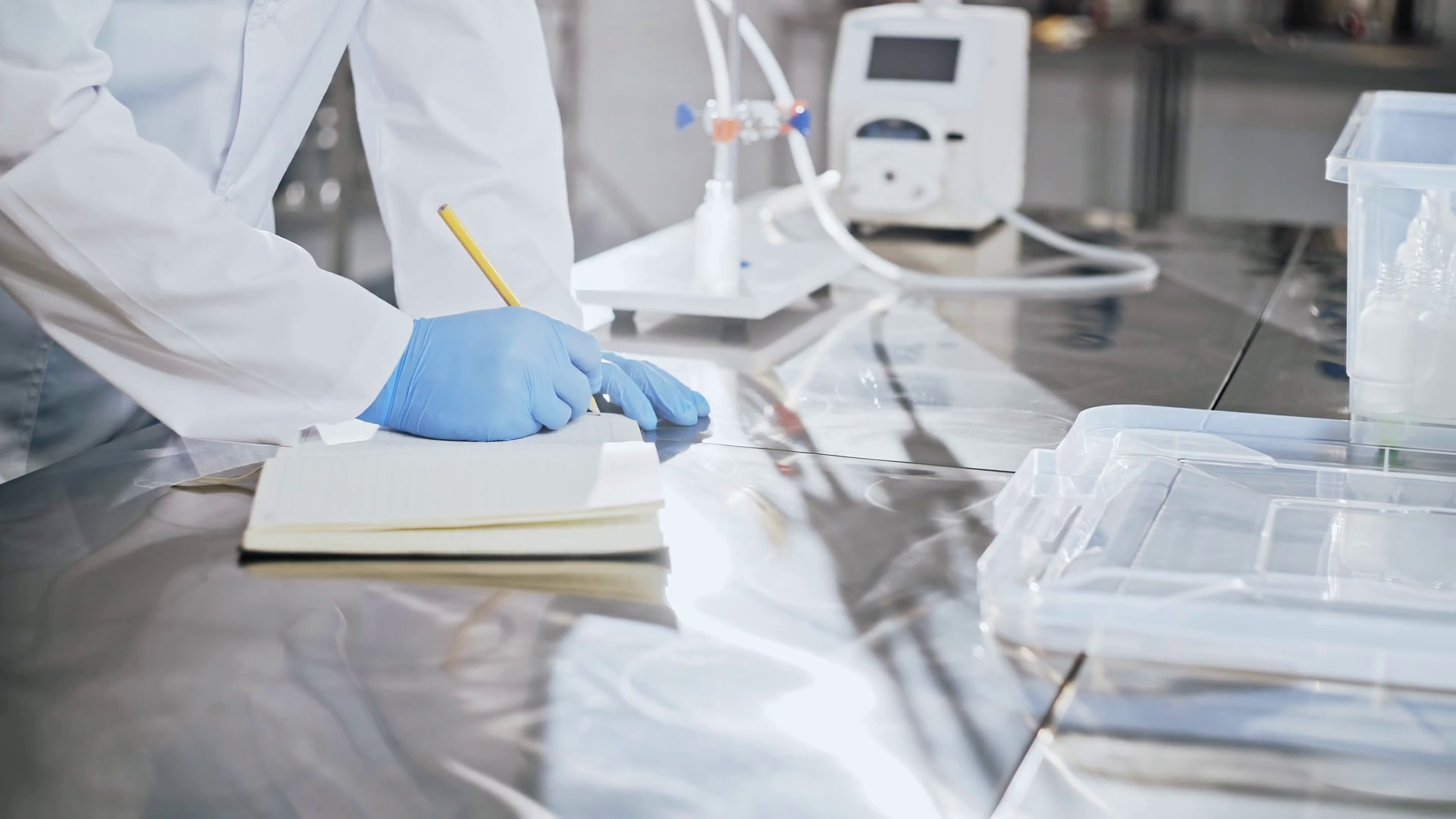 A Scientist Assistant Writes Notes In Stock Footage SBV-347657527 ...